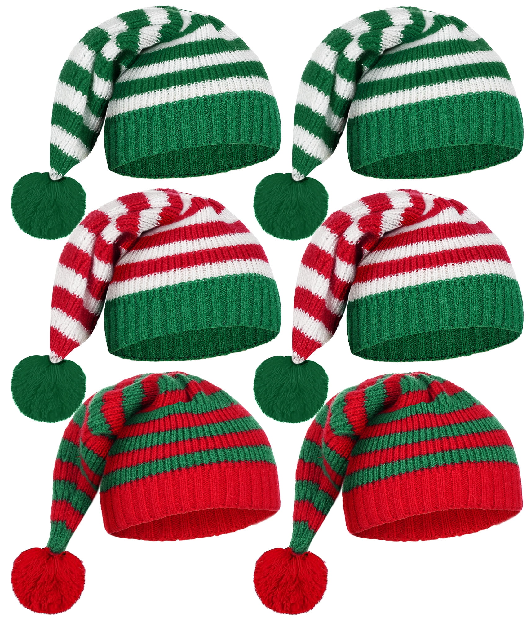 FEOYA Christmas Santa Hats Adults Xmas Knitted Hats Women Elf Winter ...