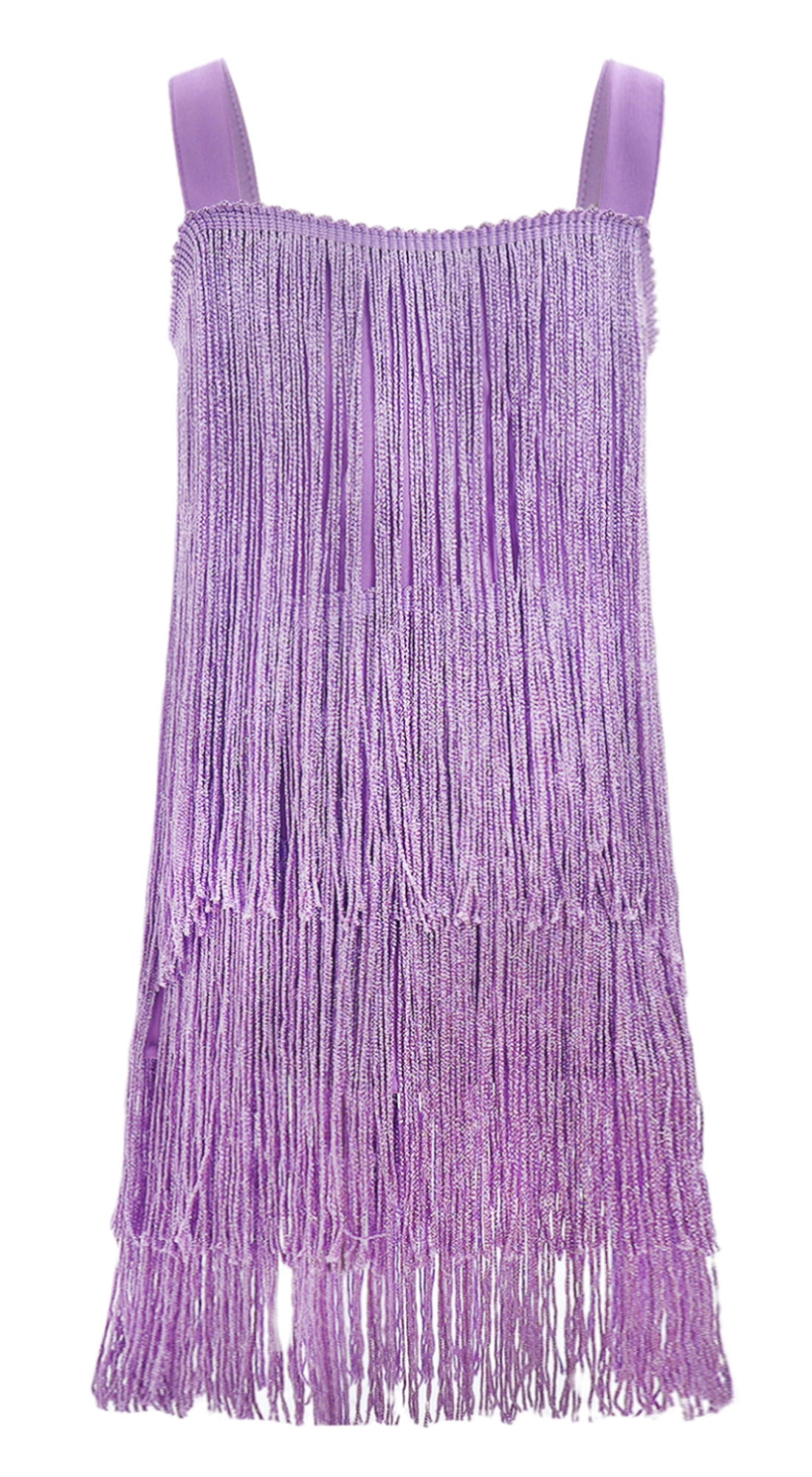 FEOYA Girls Sequin Fringe Dress Kids Sleeveless Tassel Dress Latin ...