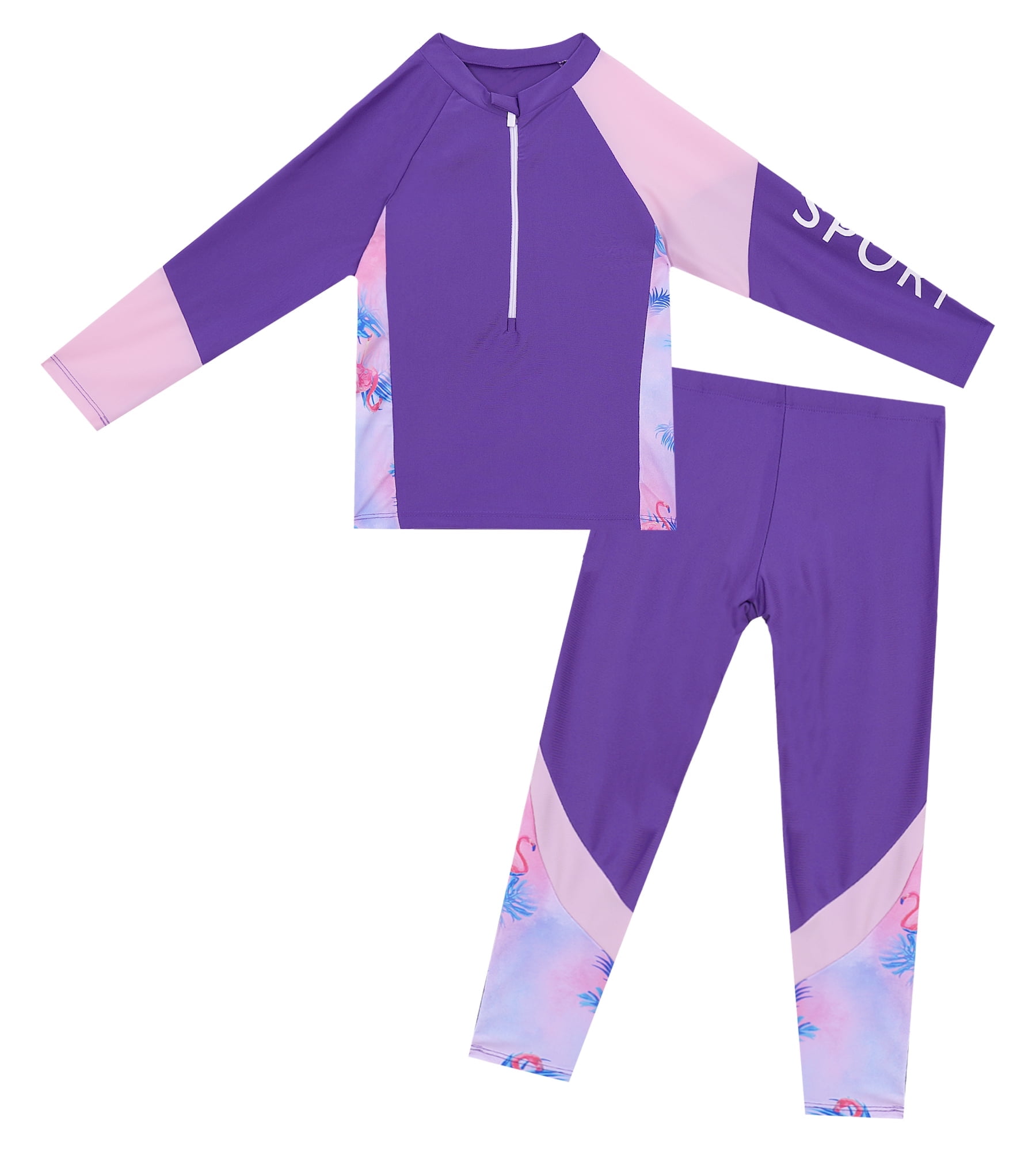 Happy Cherry Girls Two Piece Swimsuit Long Sleeve Rash Guard zipper ...