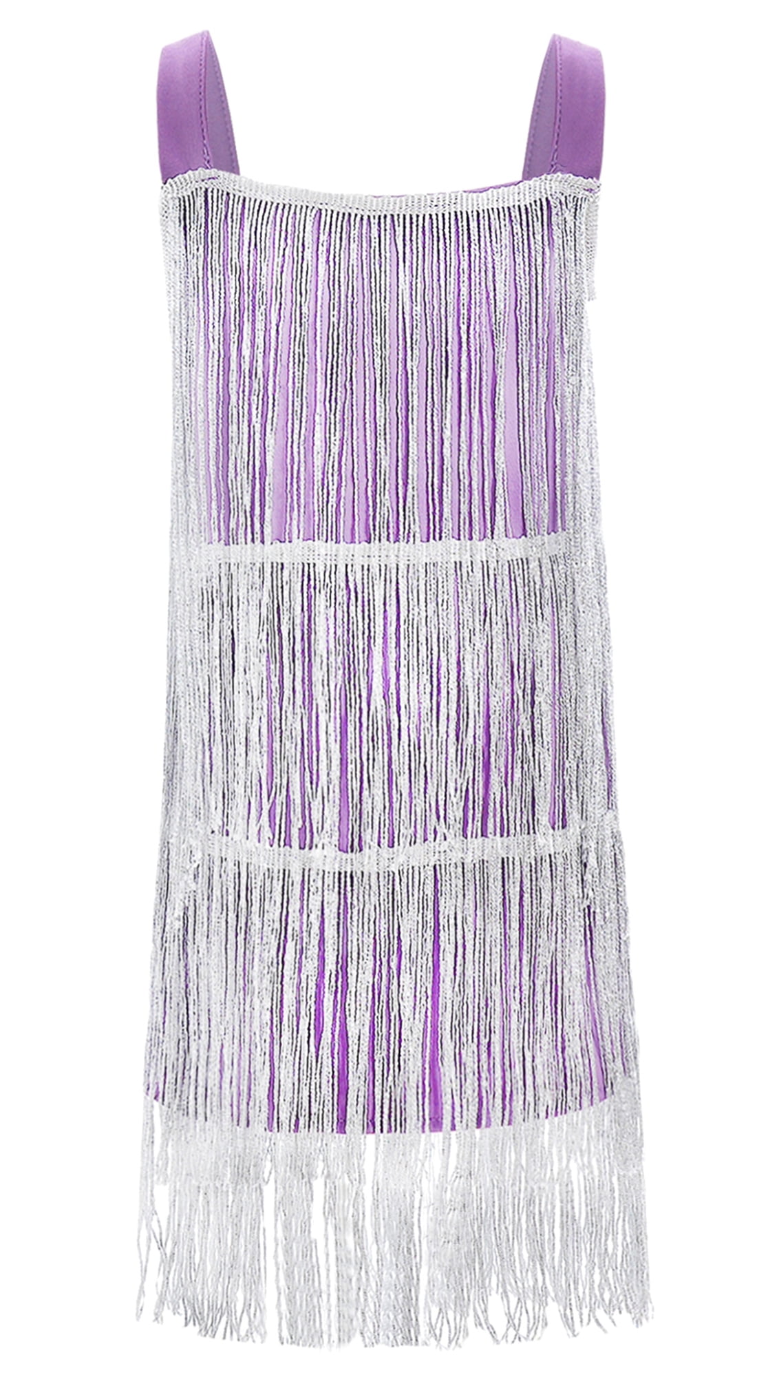 FEOYA Kids Sequin Tassel Dress Girls Fringe Layer Dress Sleeveless ...
