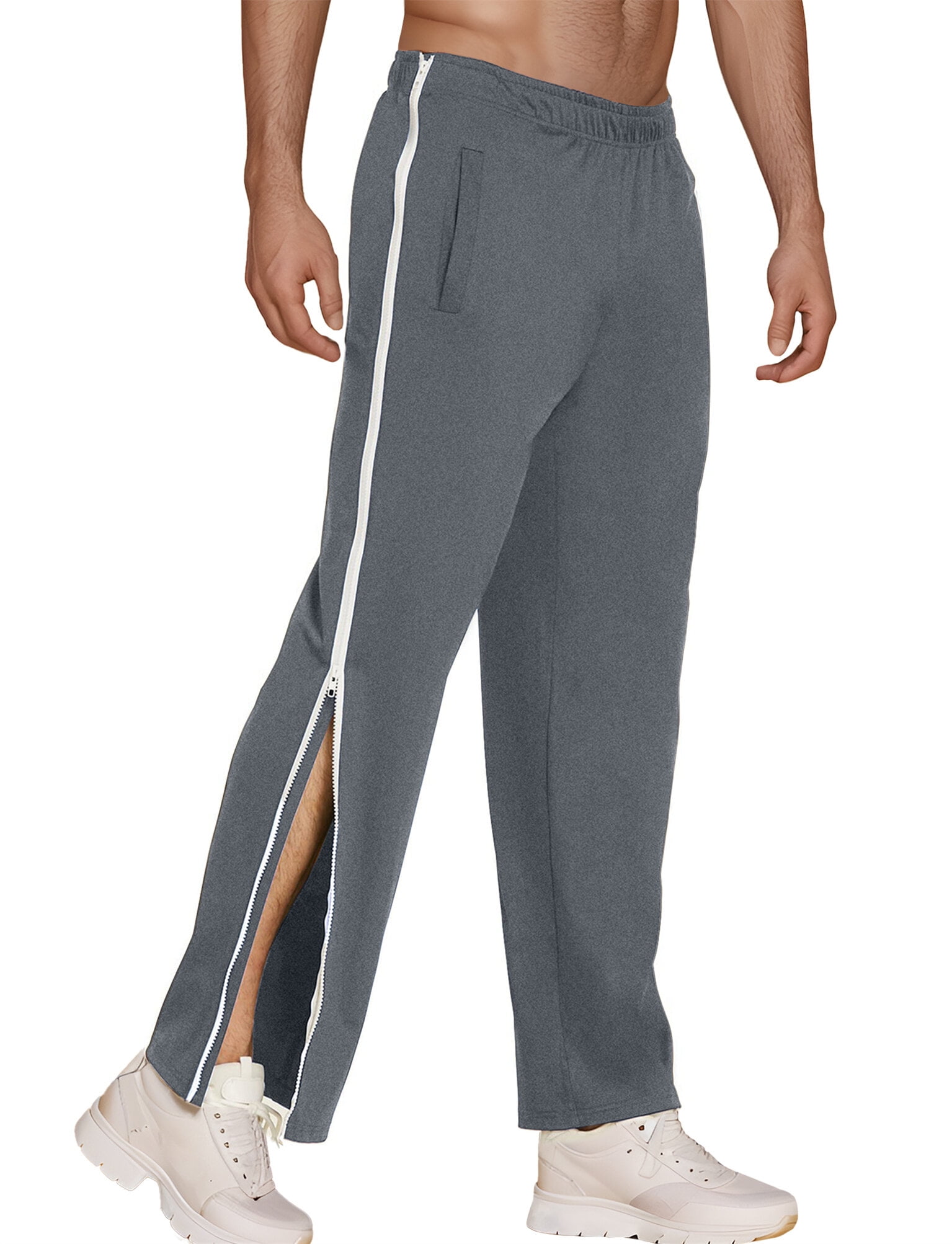 FEOYA Mens Tear Away Pants Zipper Basketball Sports Joggers Train ...