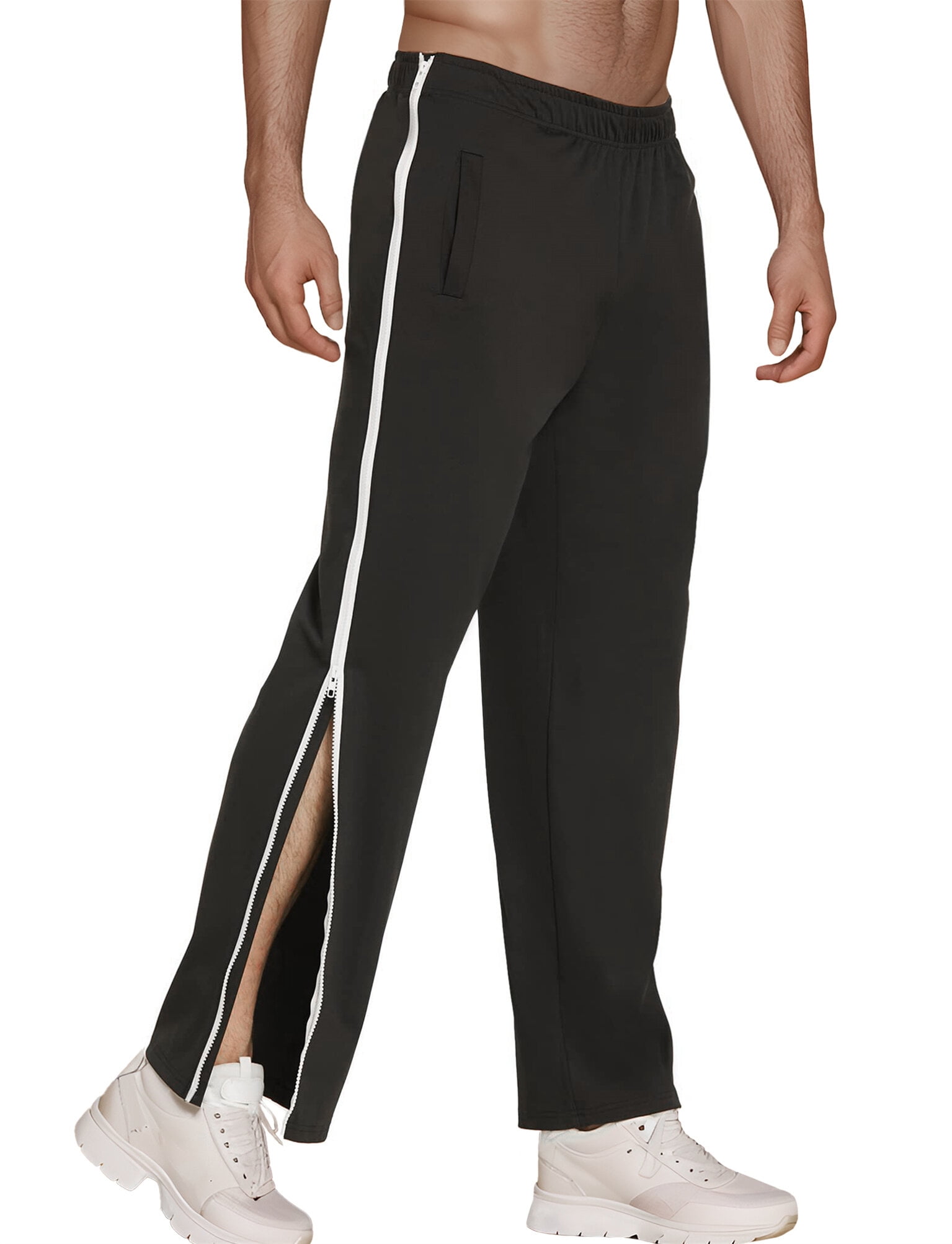 FEOYA Mens Tear Away Sweatpants Pants Zipper Basketball Sports Trousers ...