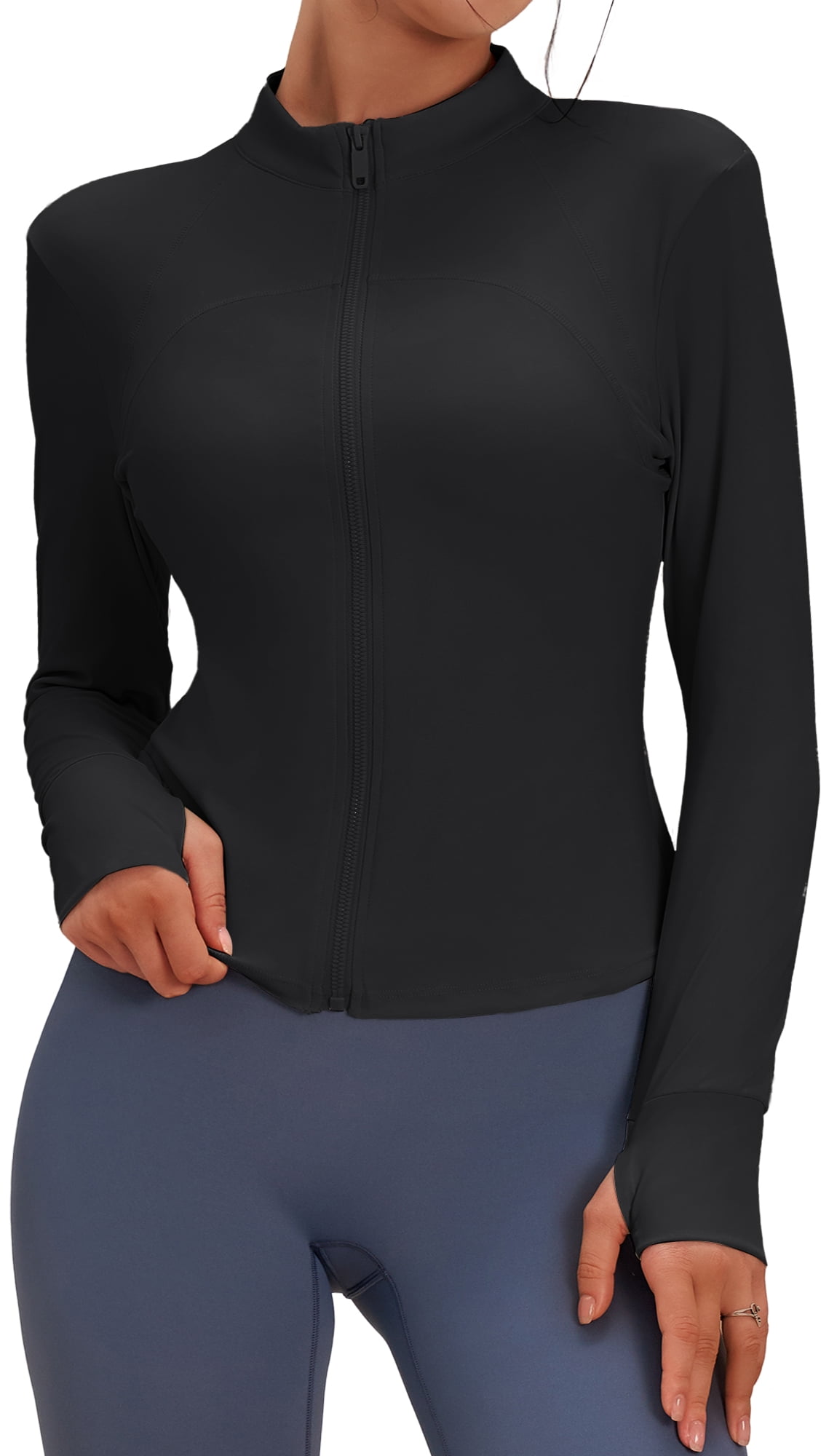 FEOYA Running Workout Jackets for Women Slim Fit Athletic Tops with ...