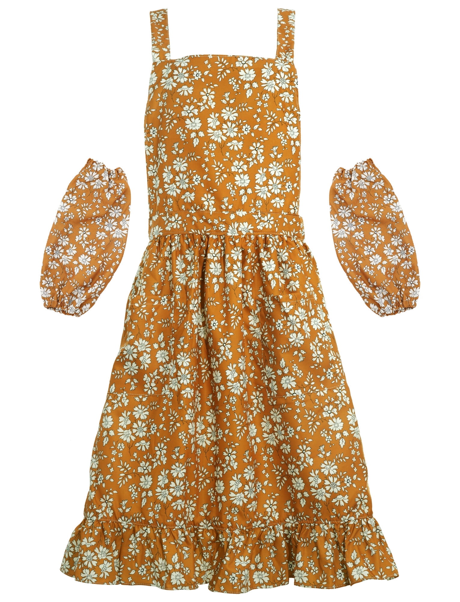 FEOYA Vintage Apron Dress Women Kitchen Apron Floral Bib Apron with 2 ...