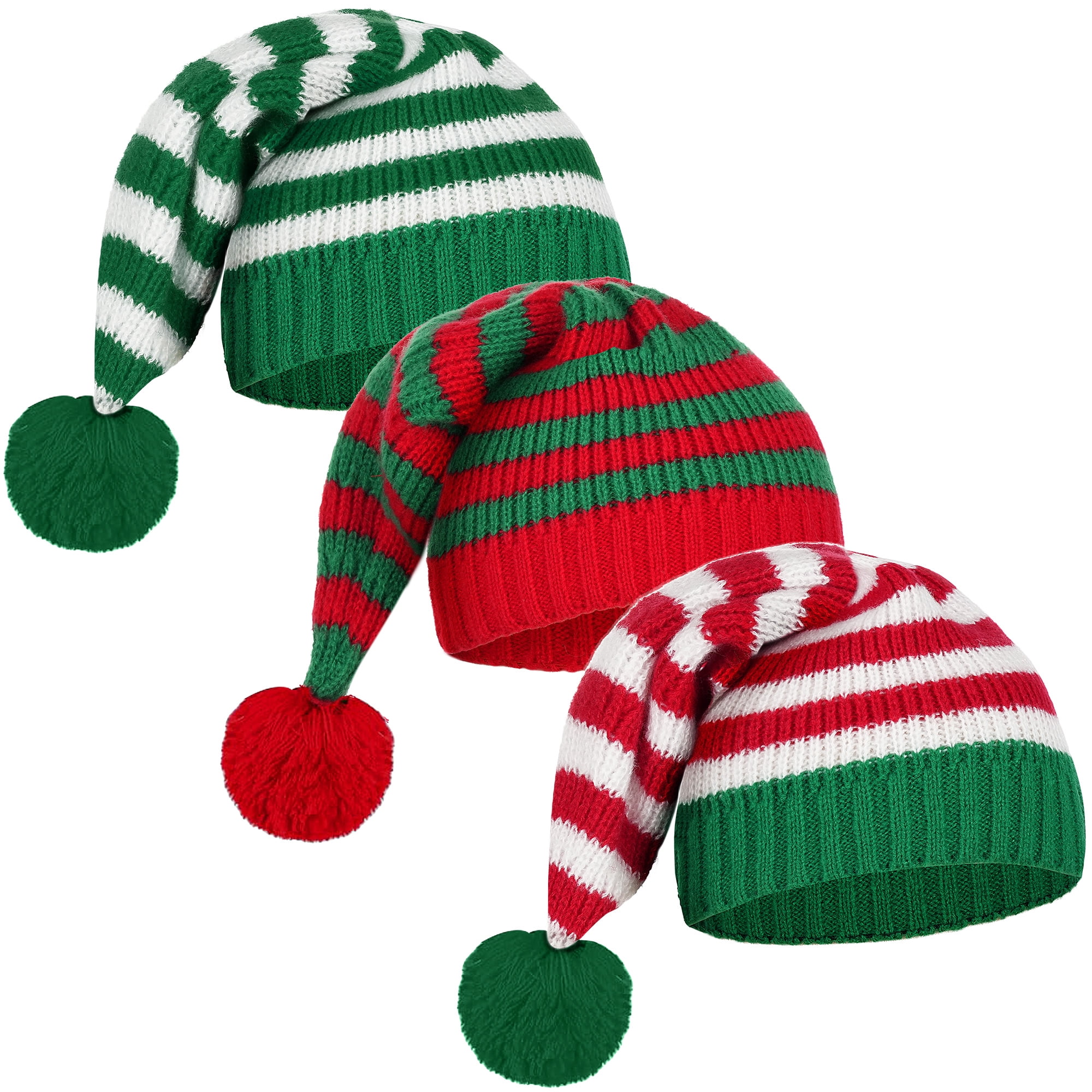 FEOYA Women Christmas Knitted Hats Men Christmas Santa Hats Xmas Elf ...