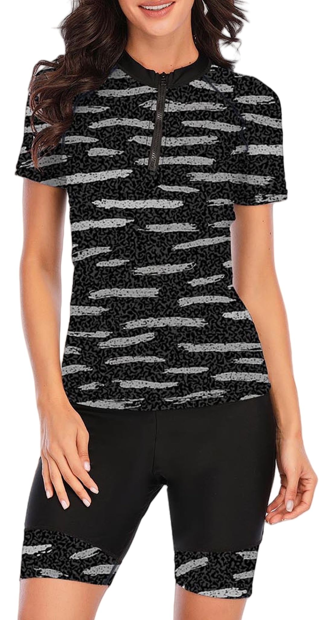 FEOYA Women Modest Rash Guard Two Piece Ladies Tankini Bathing Suit ...