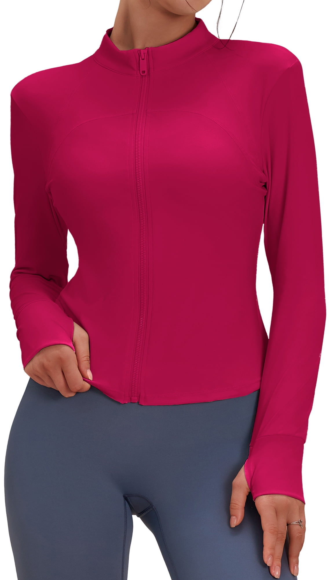 FEOYA Women's Cropped Running Workout Jackets Slim fit Athletic Yoga ...