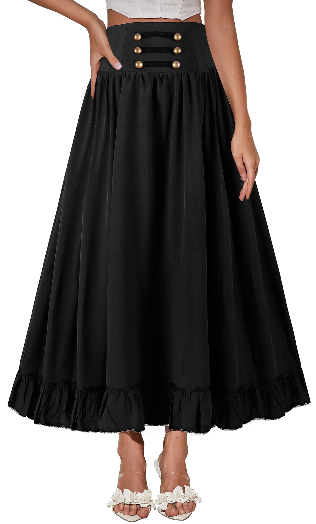FEOYA Women's Medieval Skirt Gothic Steampunk Skirt Victorian Vintage ...