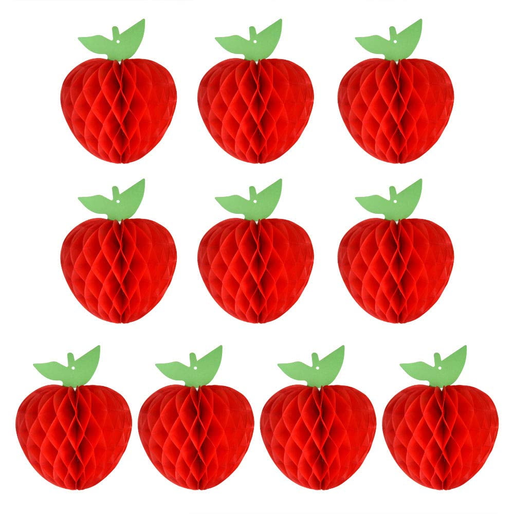 FEPITO 10 Pack 7 Inch Apple Tissue Honeycomb Hanging Red Paper Apple ...