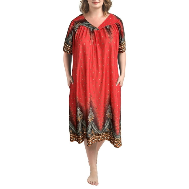 FEREMO House Dress Moo Moo Women Nightgowns V Neck Loungewear Short ...