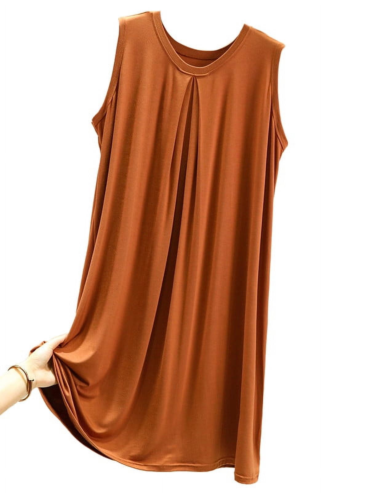 FEREMO Modal Dress Women's Sleeveless Mid-Length Pajamas Sleepgown Home ...