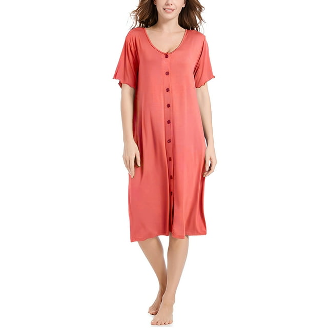 FEREMO Nightgowns for Women Button Down Night Dress Modal Sleep Shirt ...