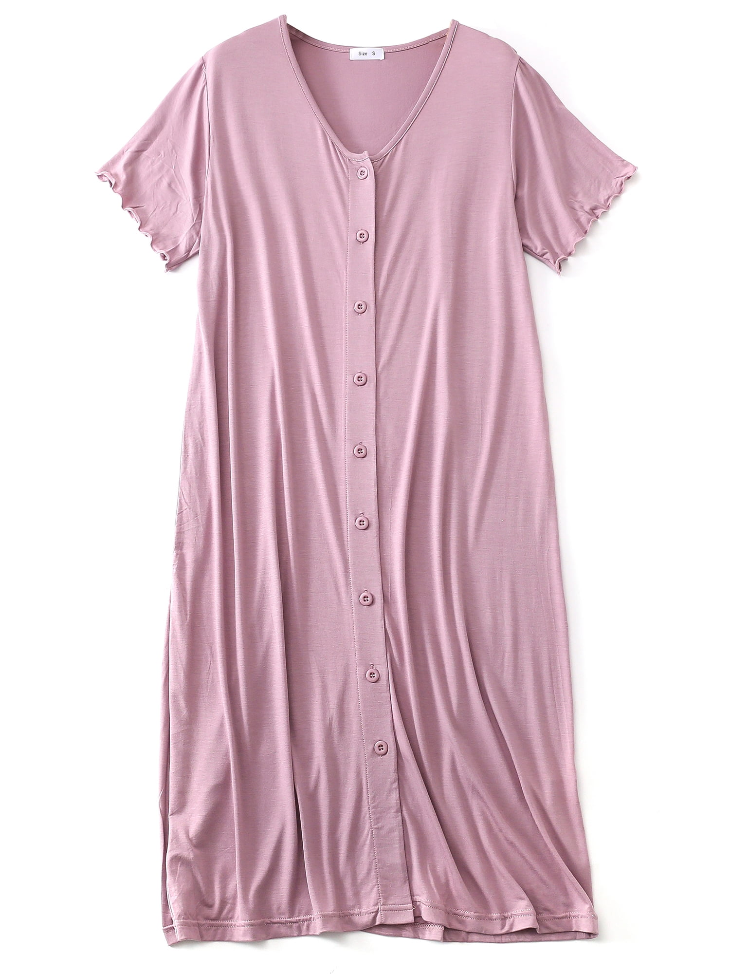 FEREMO Nightgowns for Women Button Down Night Dress Modal Sleep Shirt ...