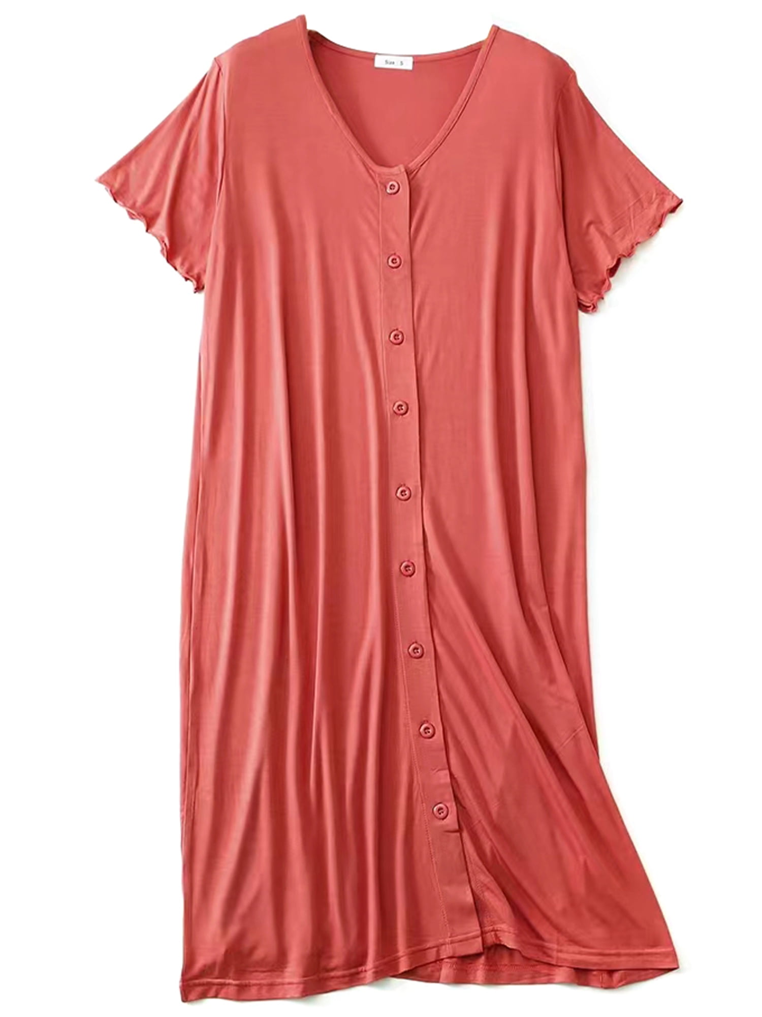 FEREMO Nightgowns for Women Button Down Night Dress Modal Sleep Shirt ...