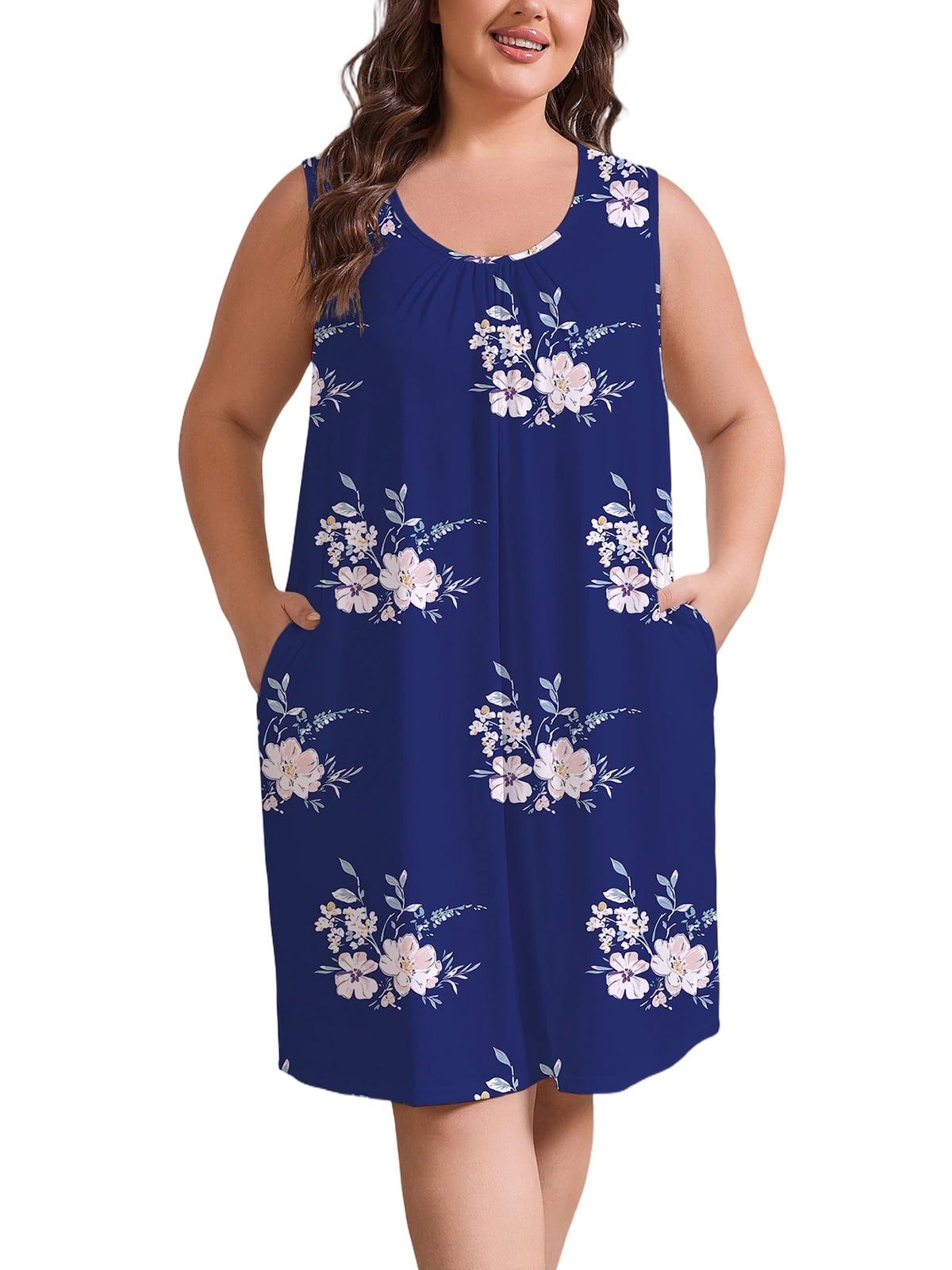 FEREMO Nightgowns for Women Plus Size Sleeveless Tank Sleep Dress Soft ...