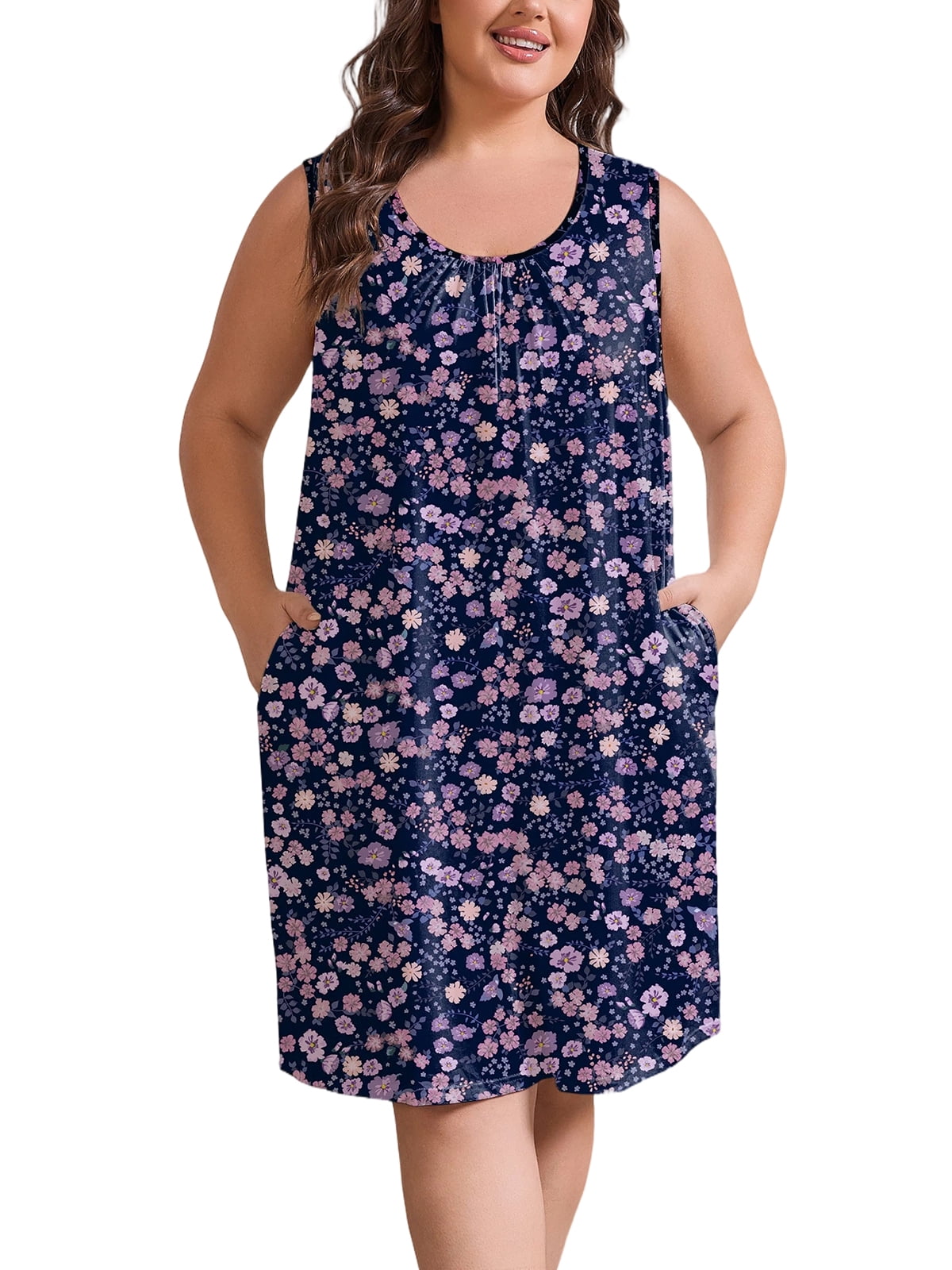 FEREMO Nightgowns for Women Plus Size Sleeveless Tank Sleep Dress Soft ...