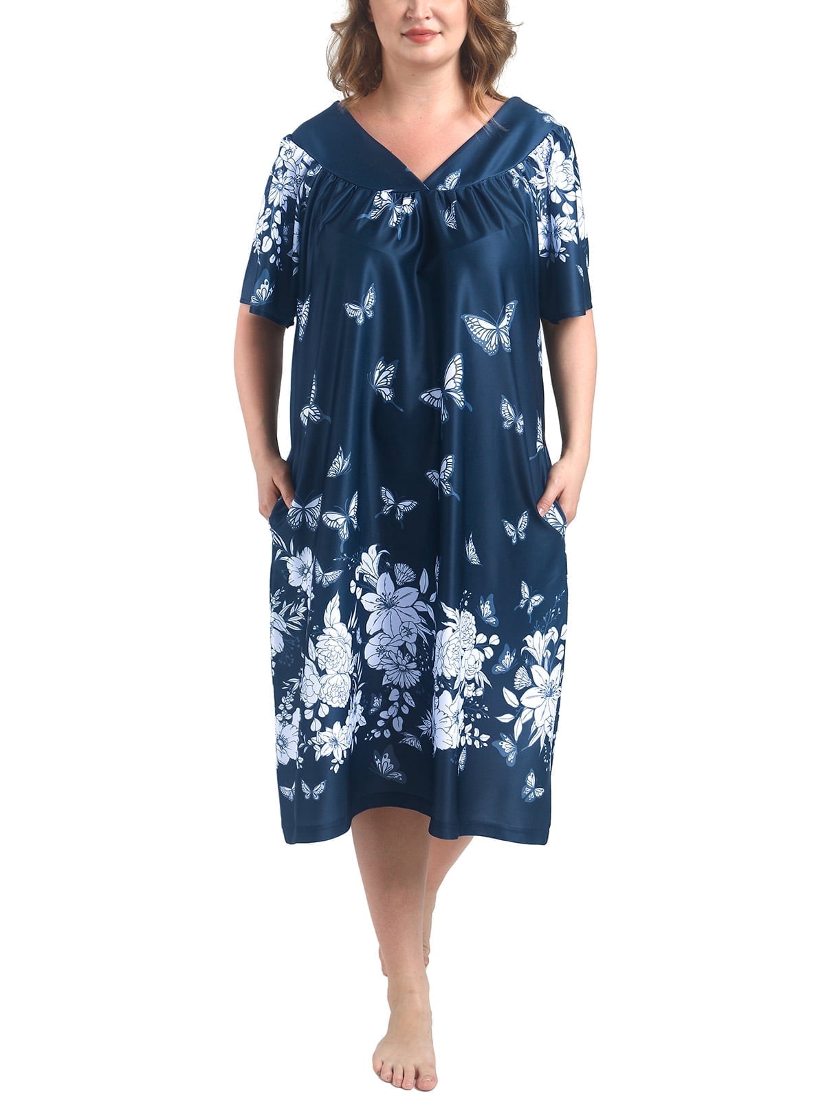FEREMO Plus Size Loungers House Dress, Duster Housecoat for Elderly ...