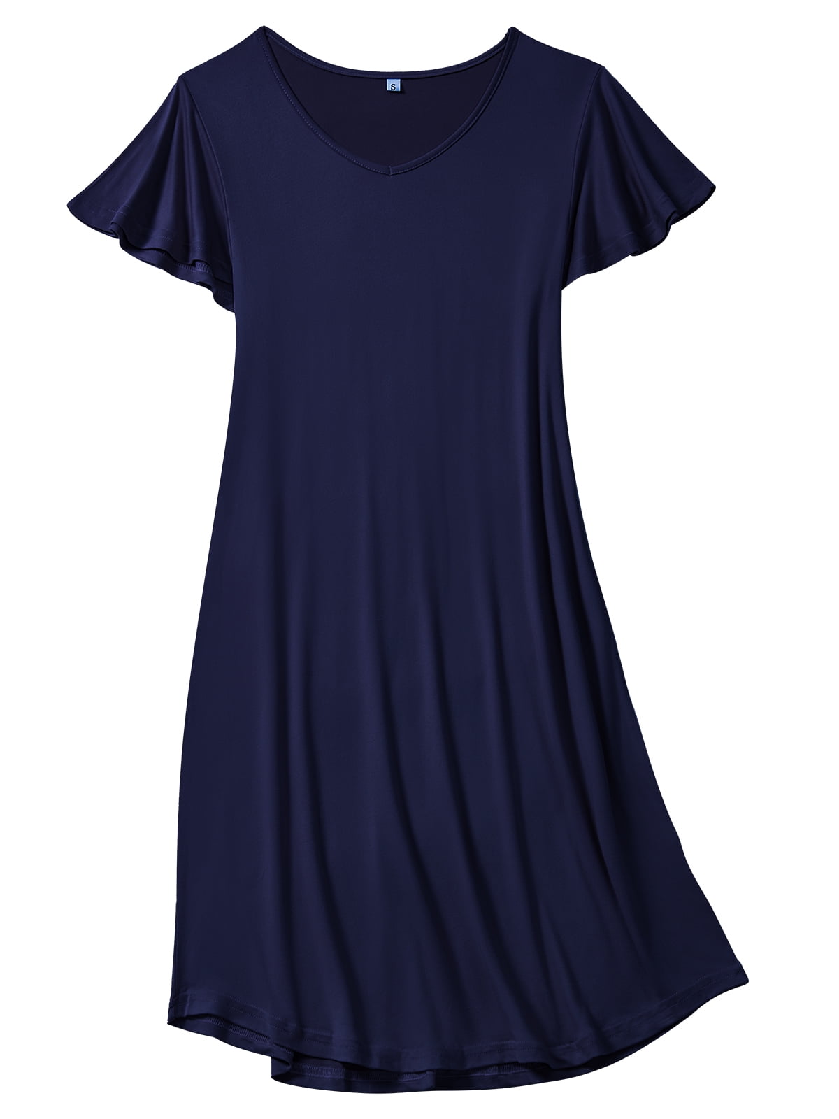 FEREMO Womens Nightgown Flared Short Sleeve Nightshirt V Neck Comfy ...