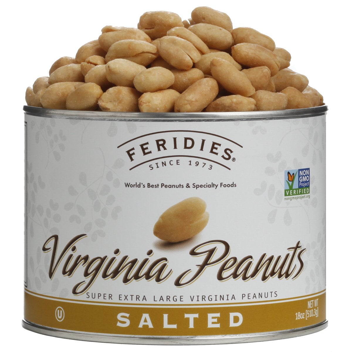 FERIDIES Super Extra Large BDF32 Salted Virginia Peanuts 18 ounce Can ...