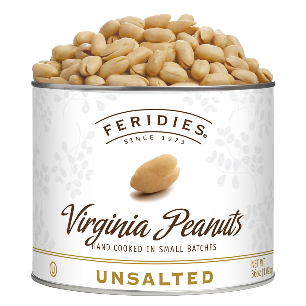 FERIDIES Unsalted Virginia Peanuts, OKA4 Cooked in Pure Peanut Oil, Non Gmo, Ou Kosher ...