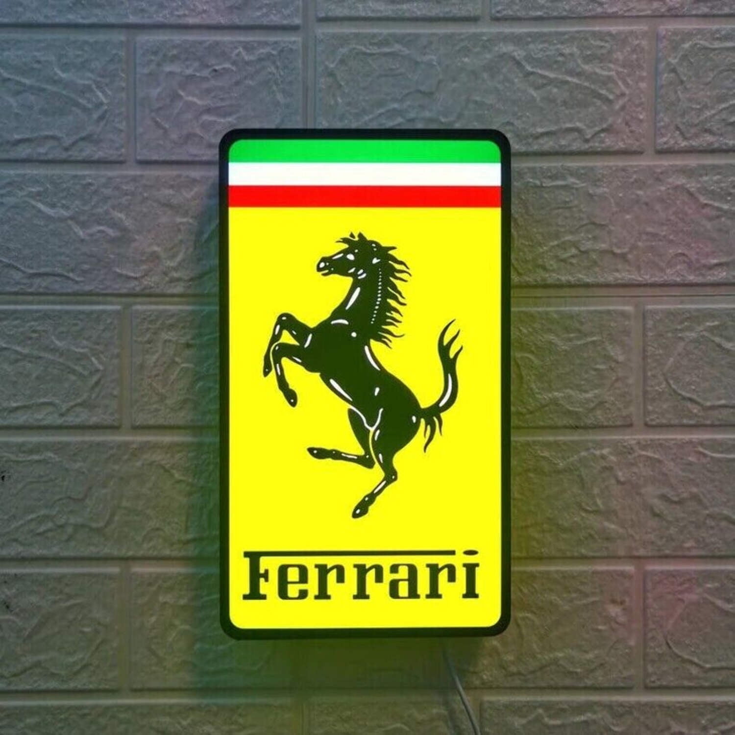 FERRARI SCUDERIA LED ILLUMINATED LIGHT BOX SIGN GARAGE AUTOMOBILIA GAS ...