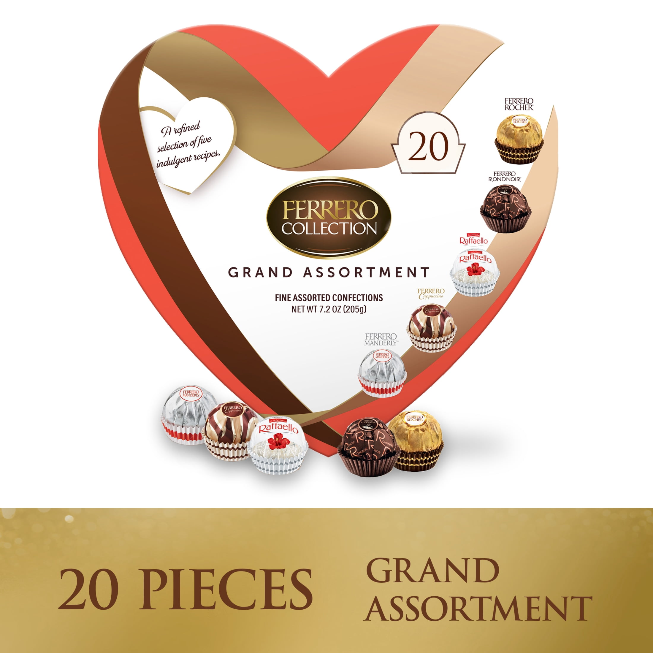 FERRERO COLLECTION Fine Assorted Confections Heart Box, 7.2 oz / 205 g ...
