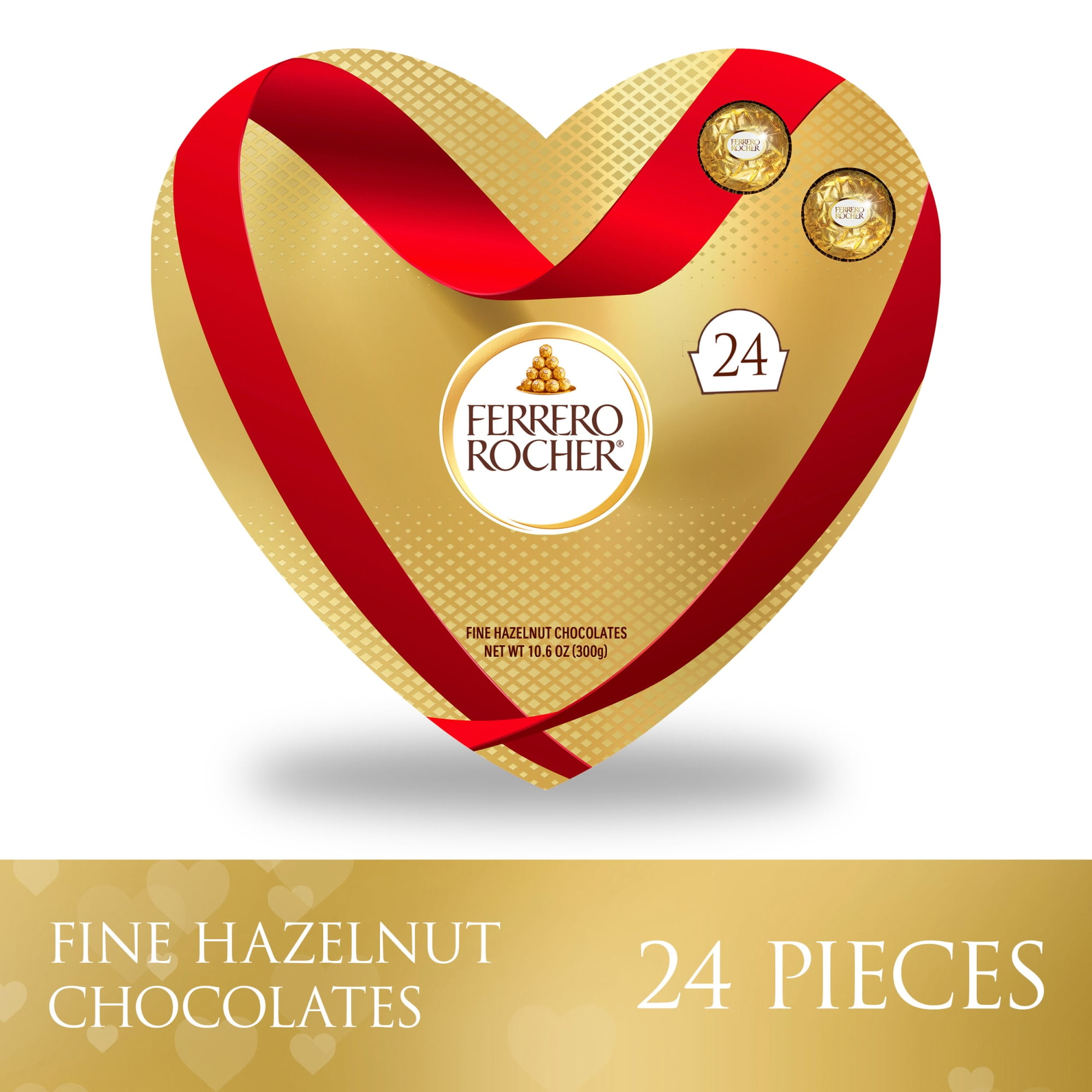 FERRERO ROCHER Fine Hazelnut Chocolates Heart Box, 10.6oz Gift Box ...