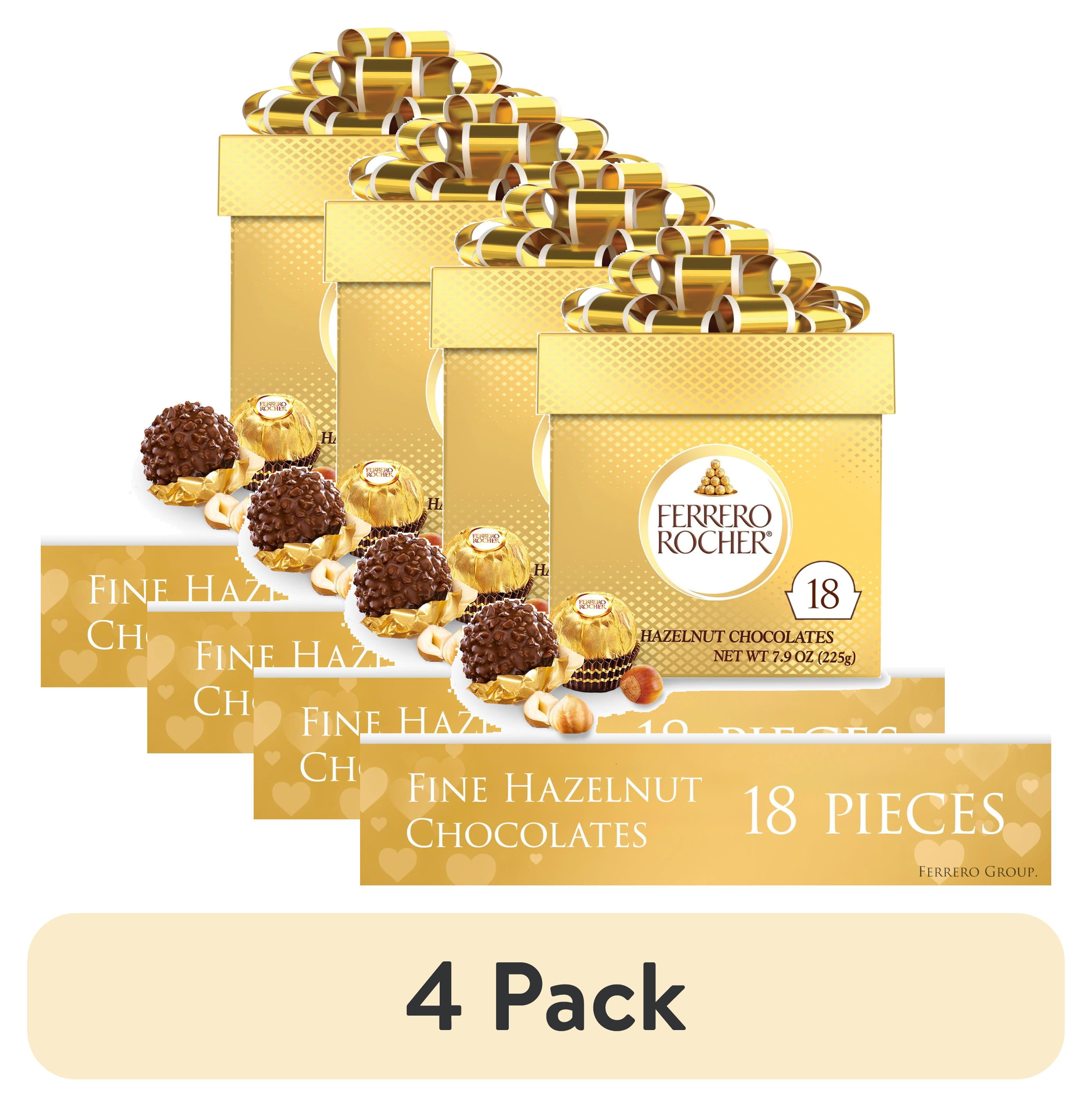 (4 pack) FERRERO ROCHER Fine Hazelnut Milk Chocolate Candy, 18 Piece ...