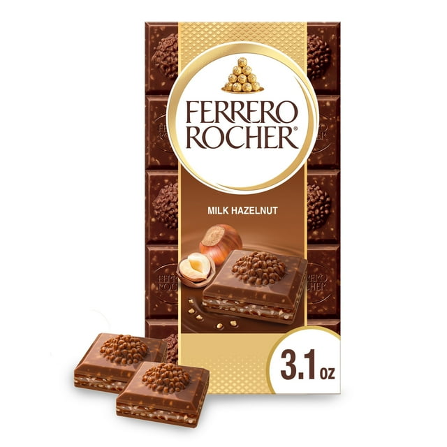Ferrero Rocher Premium Chocolate Bar, Milk Chocolate Hazelnut, 3.1 oz ...