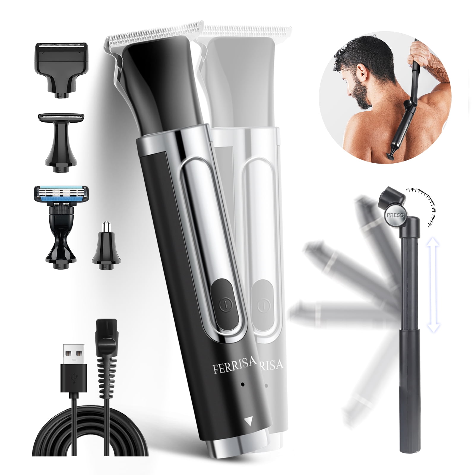 FERRISA Electric Back Shaver for Men, Multifunctional Self-Service Long ...