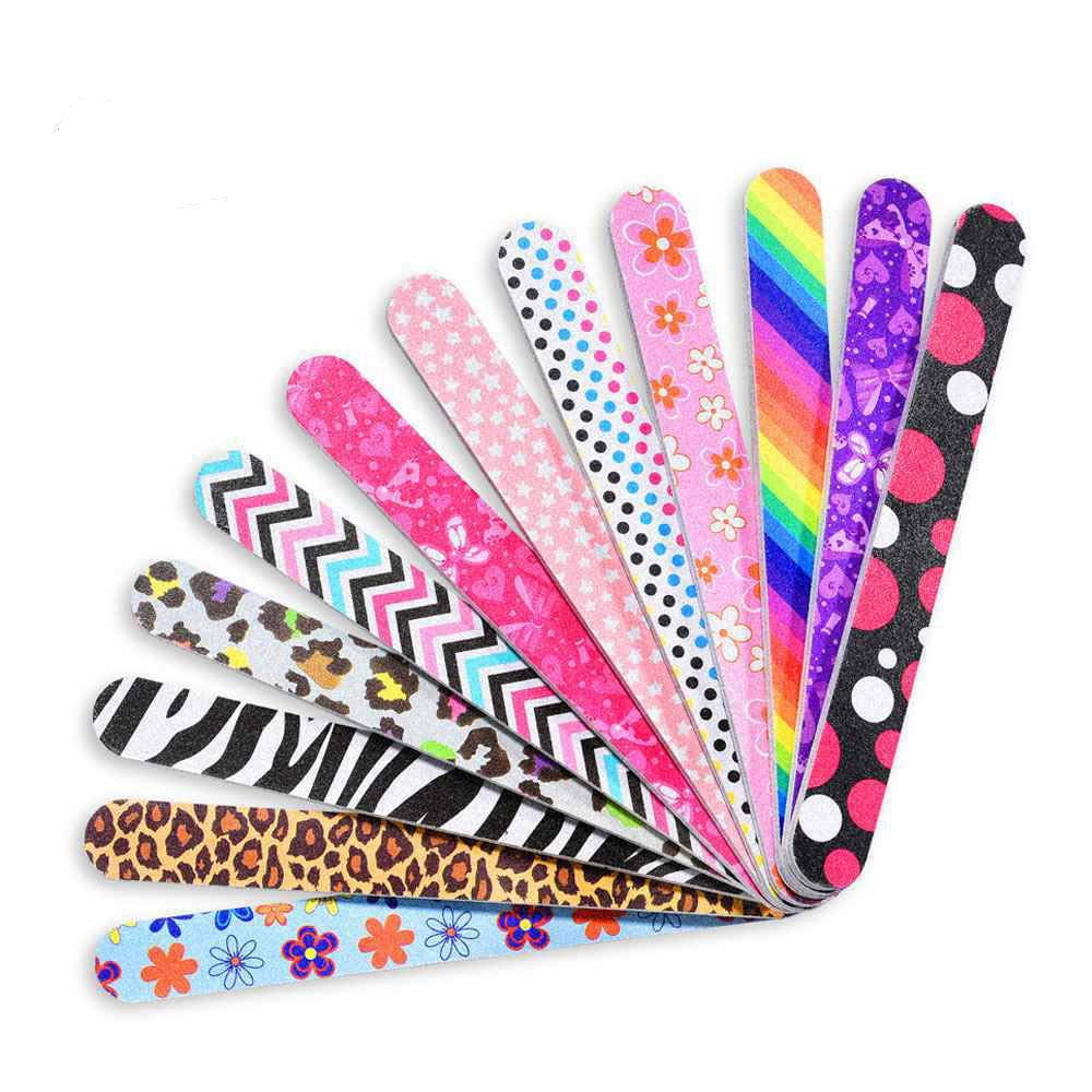 FERSWE 10 PCS Professional Double Sided Nail Files Emery Board Colorful ...