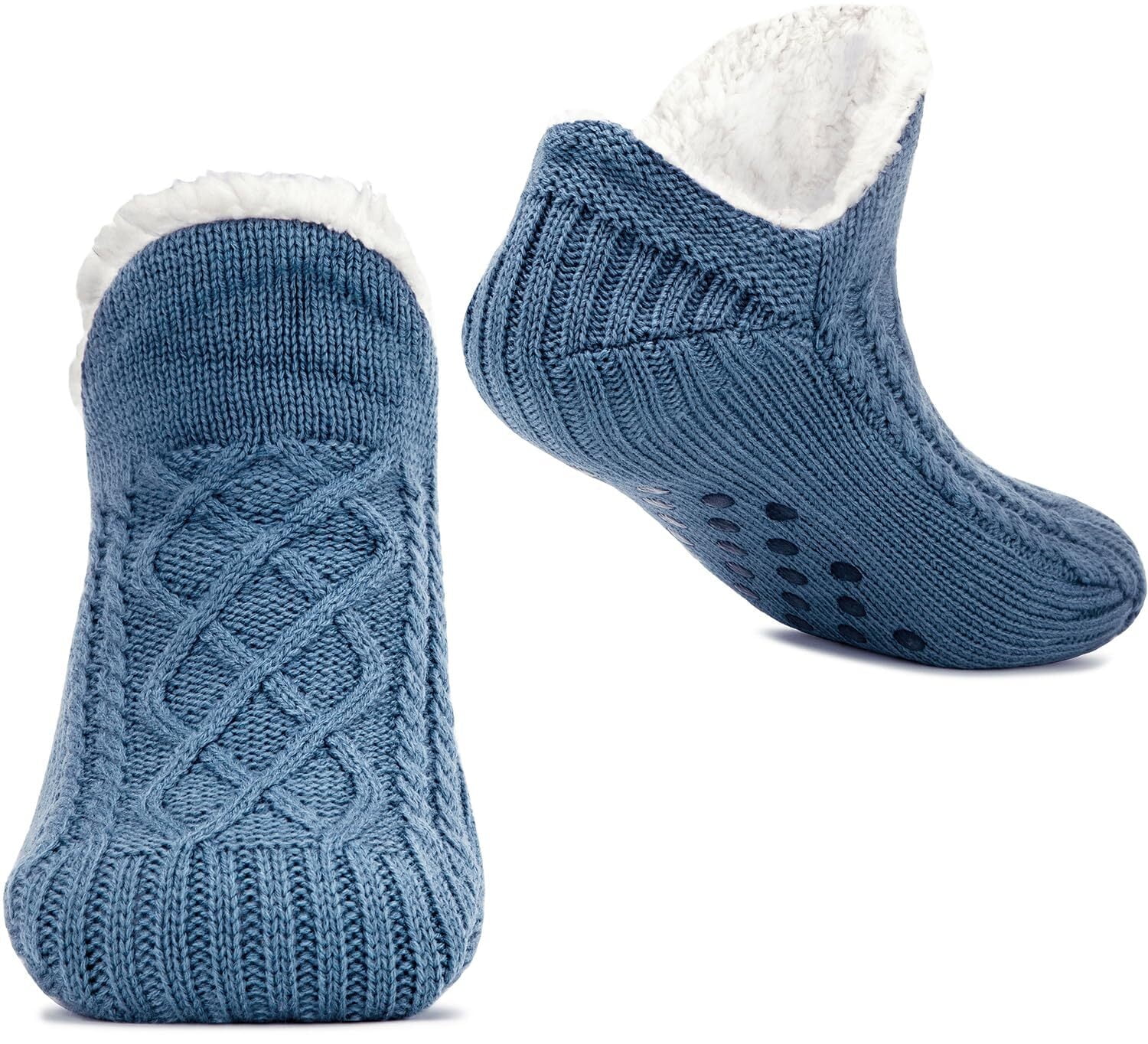 FERSWE Slipper Socks for Women Men Girls, Fluffy Warm Socks Knitted ...