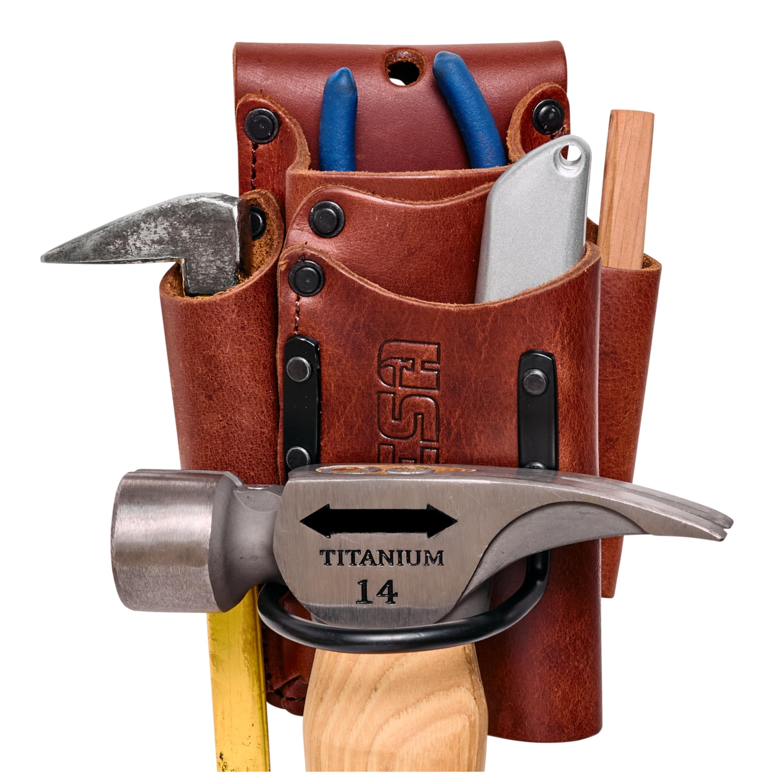 FESA Small Leather Tool Pouch - 5-in-1 Heavy Full Leather Small Tool ...