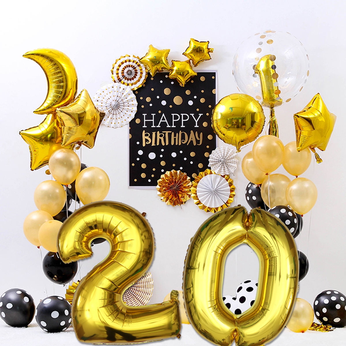 FESTFENDS 1 Set Gold Number 20th Balloon Golden Aluminum Foil Jumbo for ...