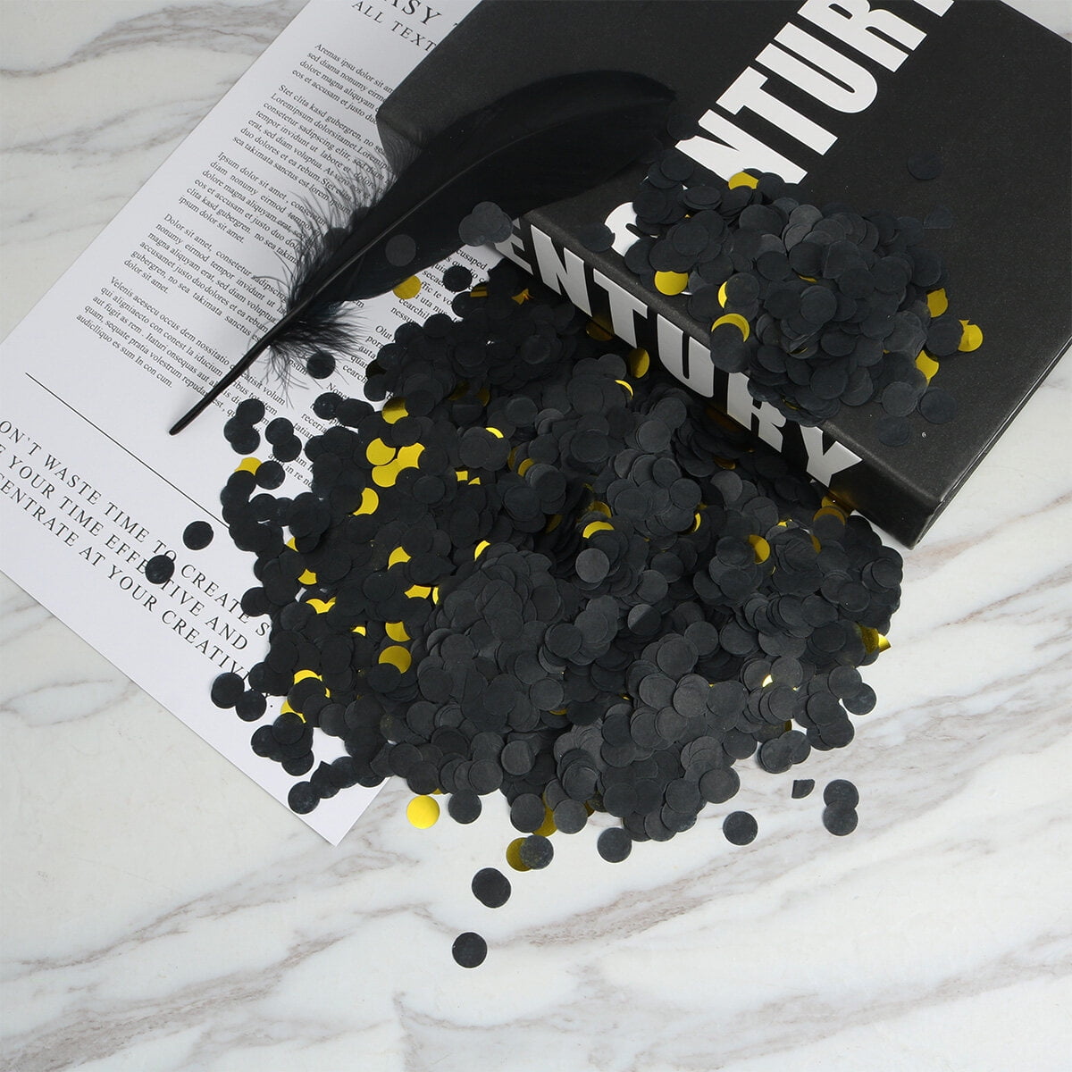 FESTFENDS 1 Set Tissue Paper Confetti Square Plastic Black Gold Bridal ...