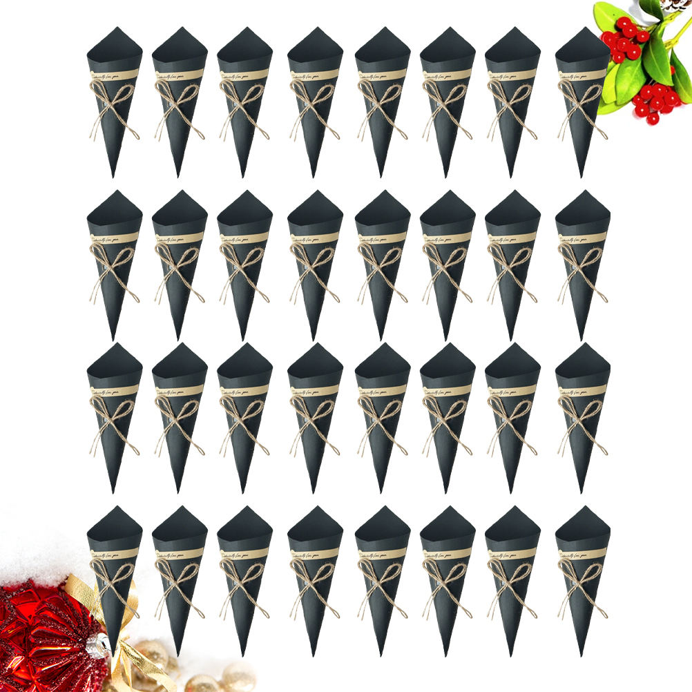 FESTFENDS 100Pcs Paper Cones for Party Kraft Paper Treat Box Wedding ...
