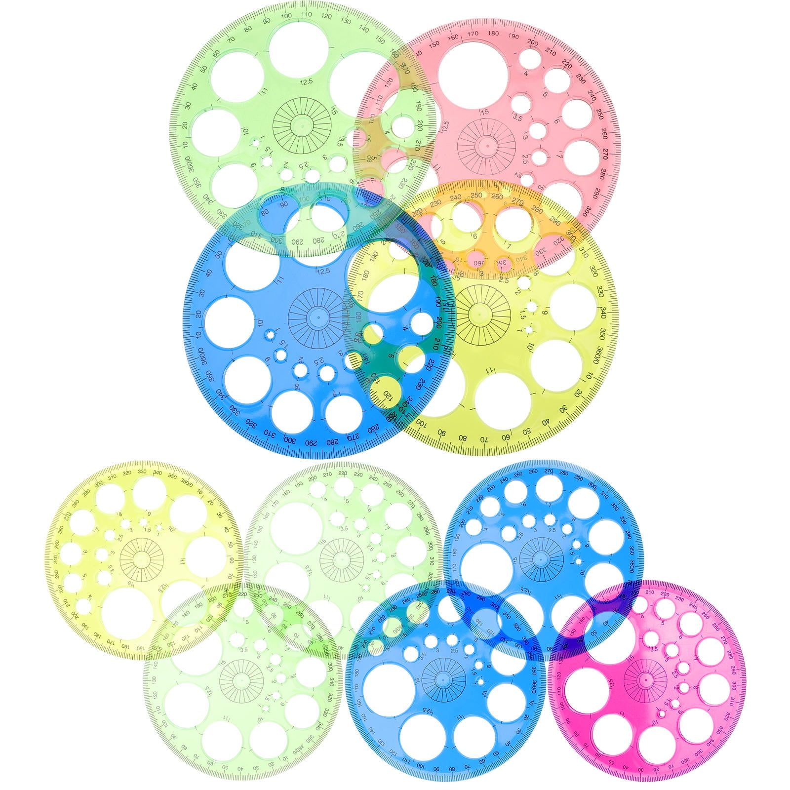 FESTFENDS 10Pcs Circle Drawing Tool Measuring Protractor In Yellow ...