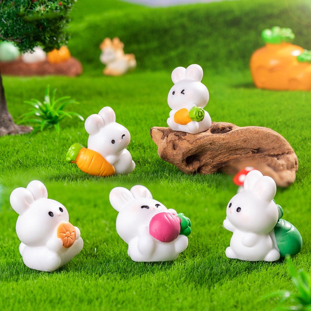 FESTFENDS Miniature Rabbit Figurines Resin 10Pcs 1.1In X 1.1In X 0.8In ...
