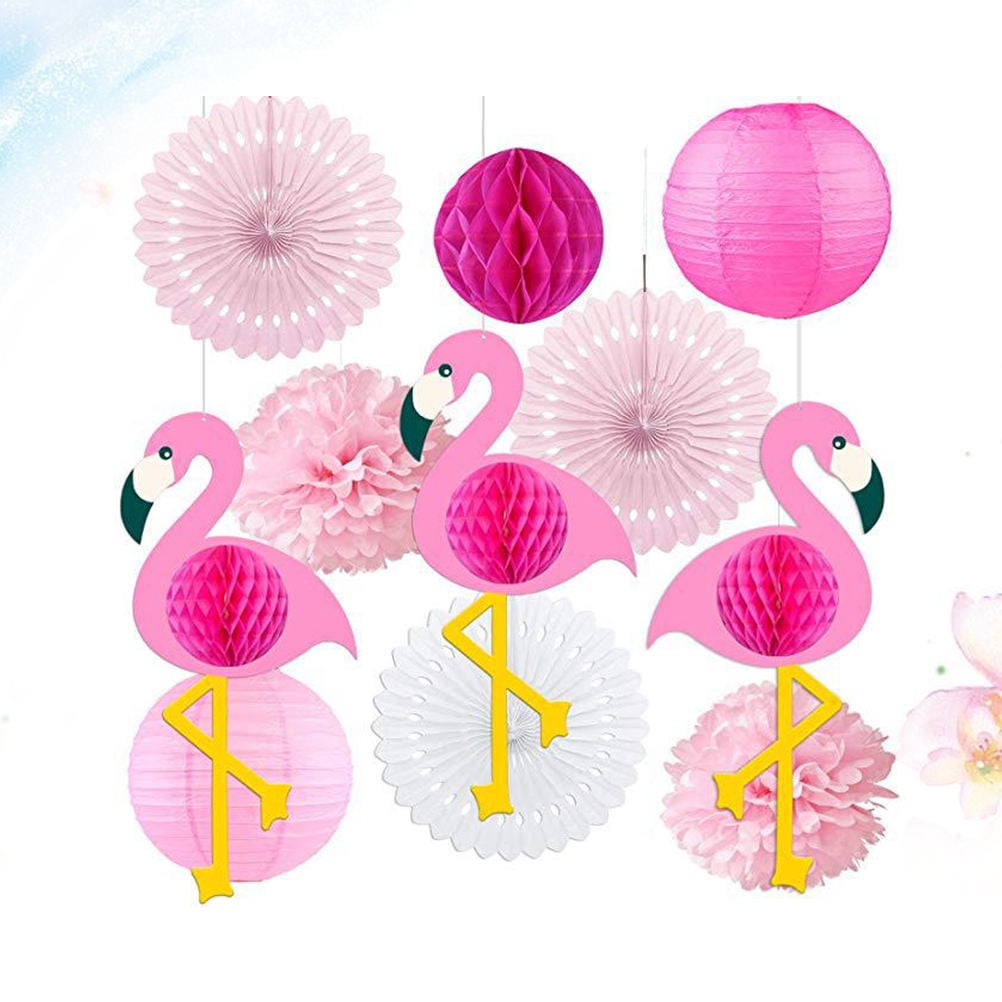 FESTFENDS 11 Pcs Paper Fan Flamingo Honeycomb Ball Lantern Set Assorted ...