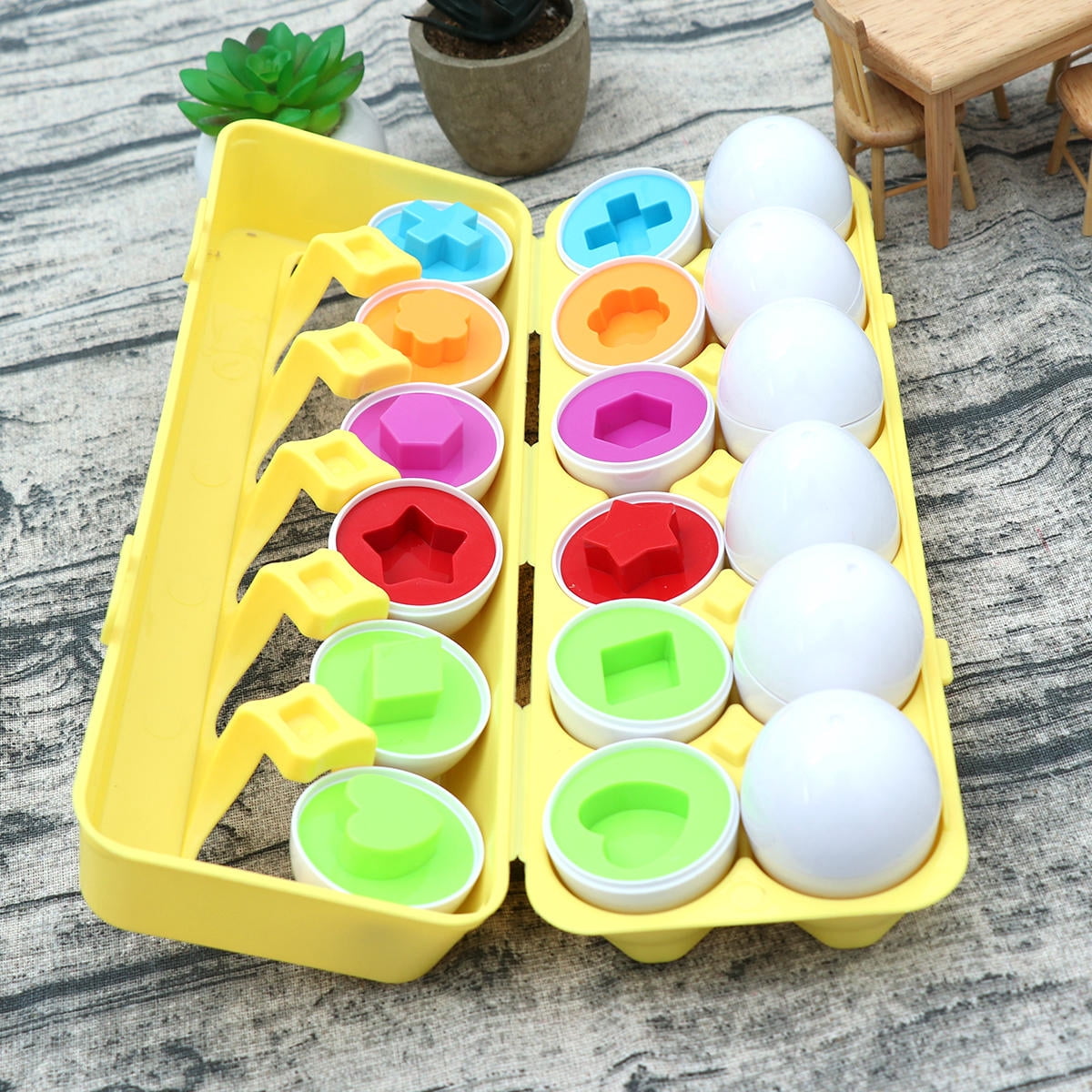 FESTFENDS 12 Pcs Kids Matching Eggs for Toddlers with Geometric Shape ...