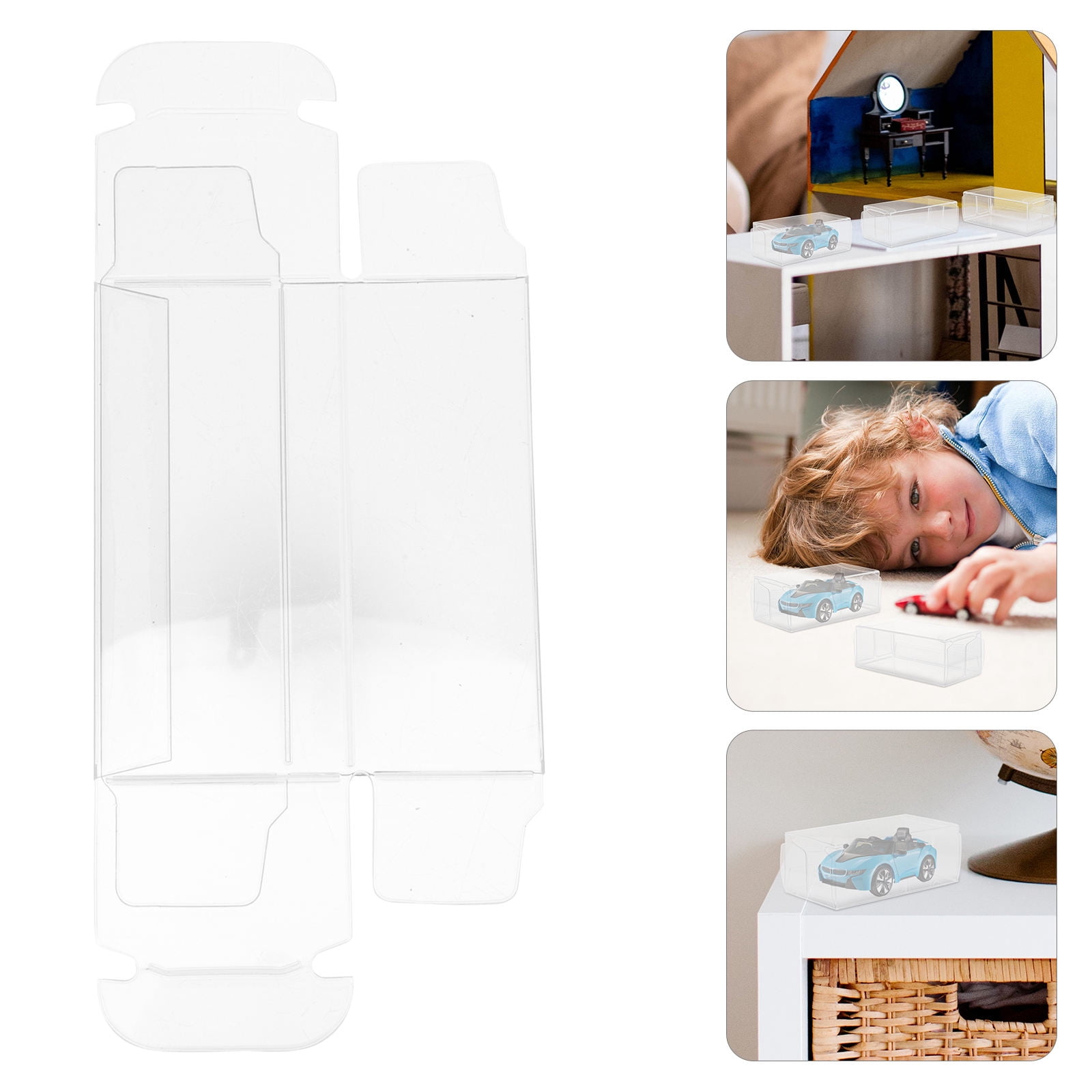 FESTFENDS 120Pcs Transparent PVC Boxes for Mini Toy Cars Rectangular ...