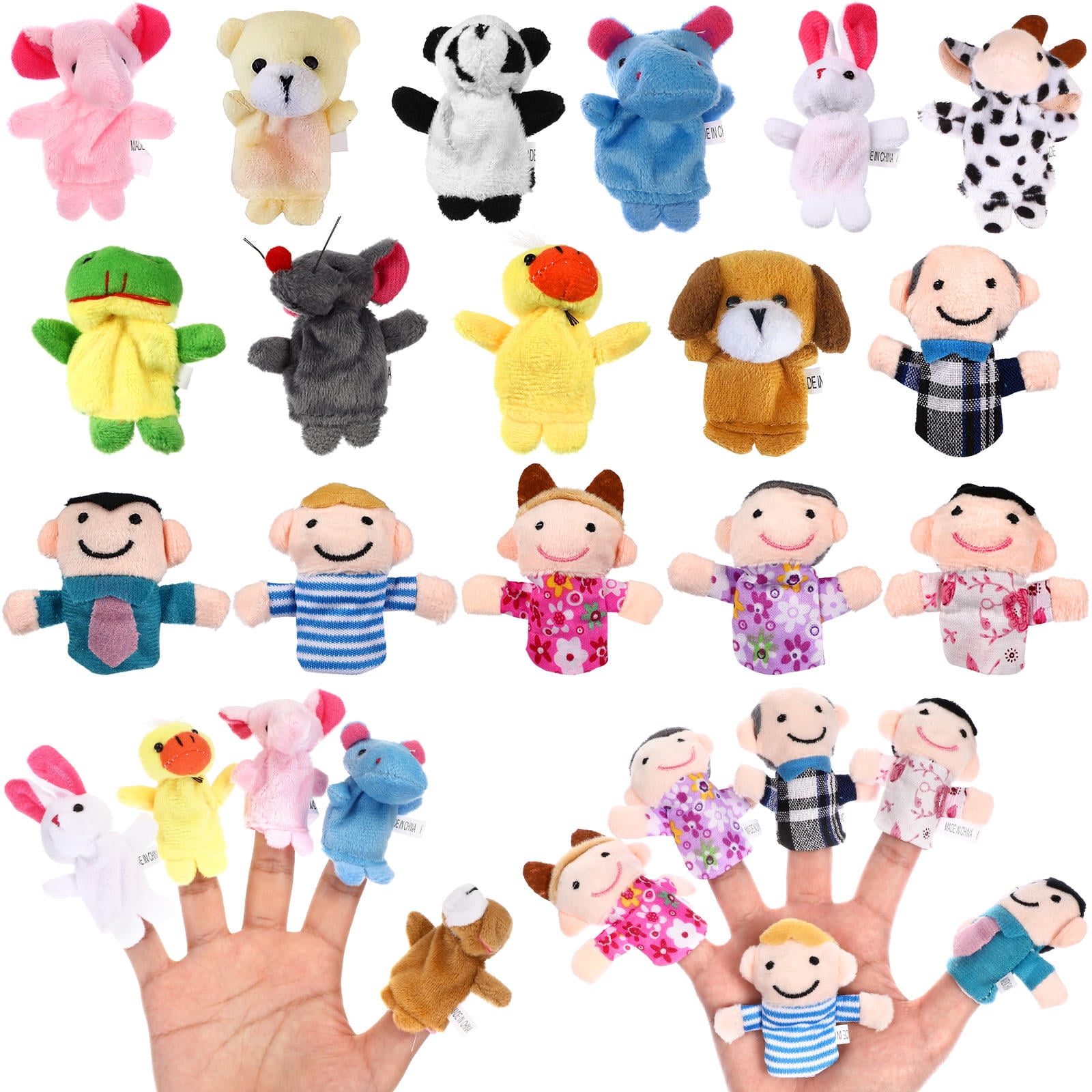 FESTFENDS 16Pcs Plush Finger Puppets Set Soft Finger Puppets for ...