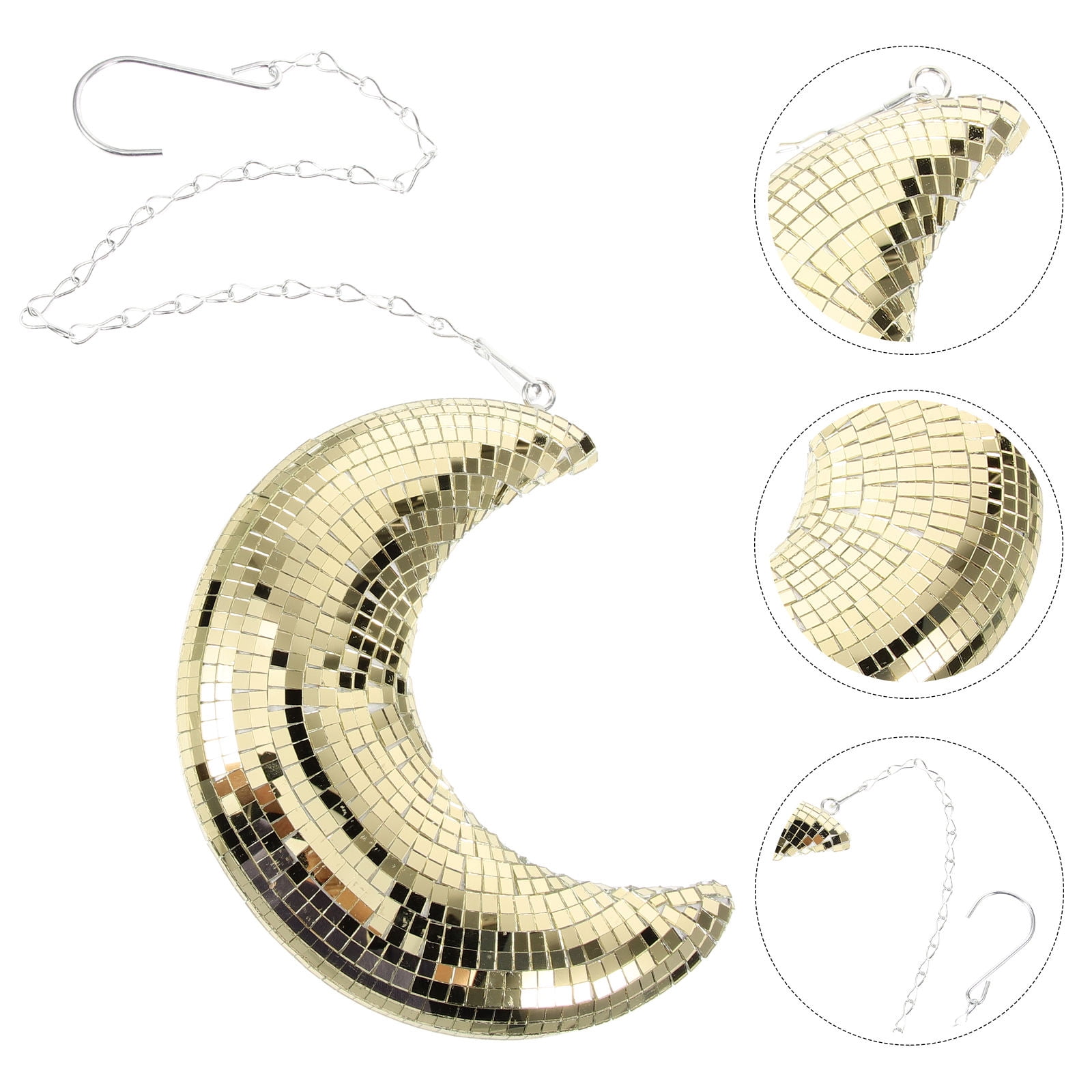 FESTFENDS 1Pack Hanging Disco Moon Decor Indoor Party Use Golden Glass ...