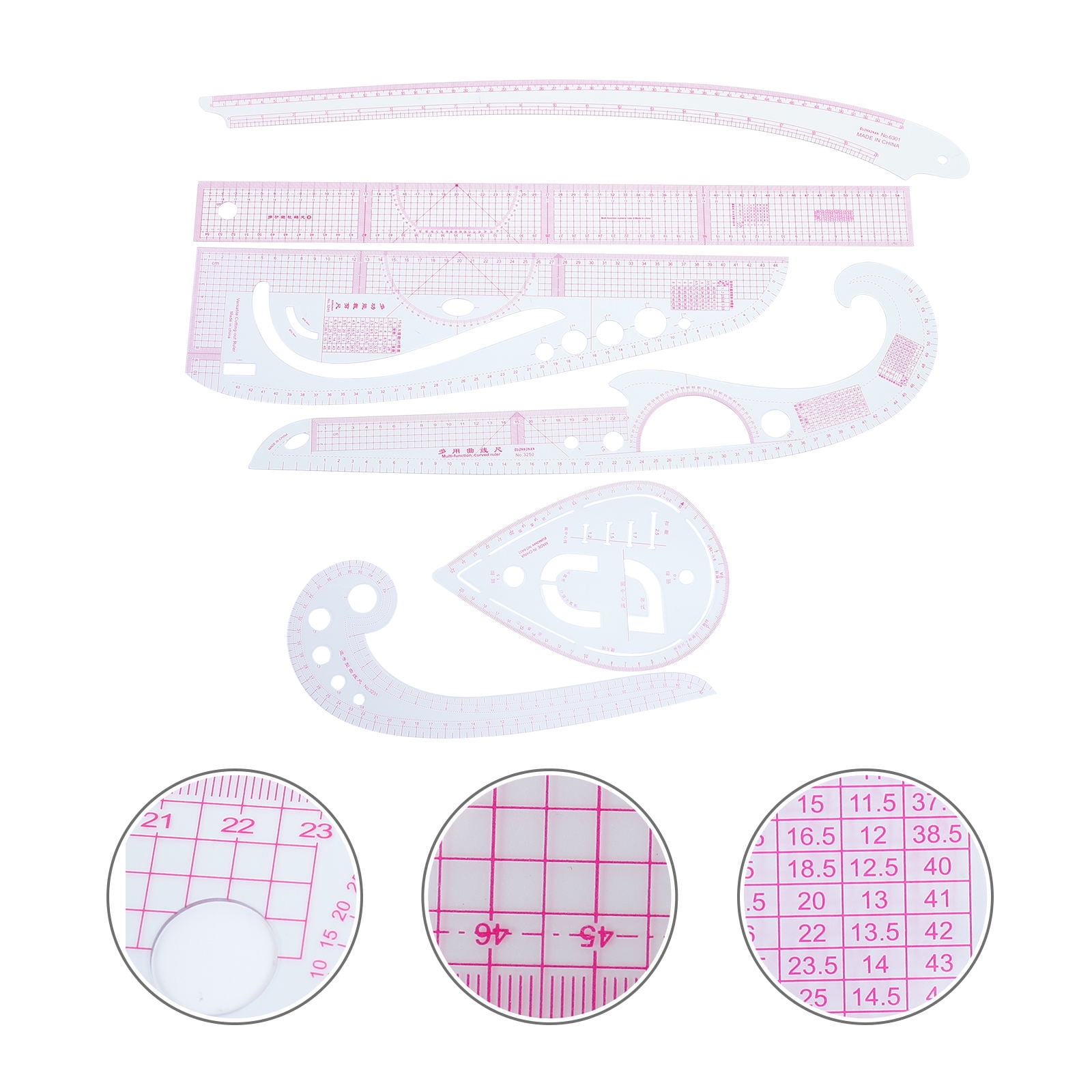 FESTFENDS 1Set Pink PET Plastic Clothing Sample Cutting Ruler for ...