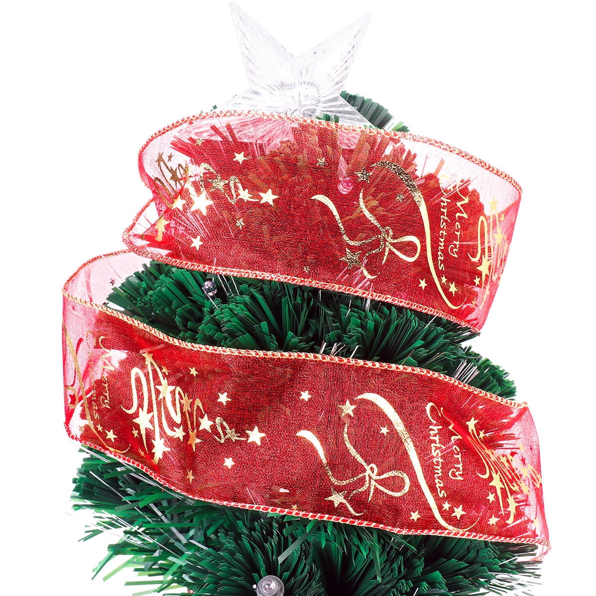 FESTFENDS 1Set Red Glitter Wired Ribbon Gauze Christmas Decoration ...