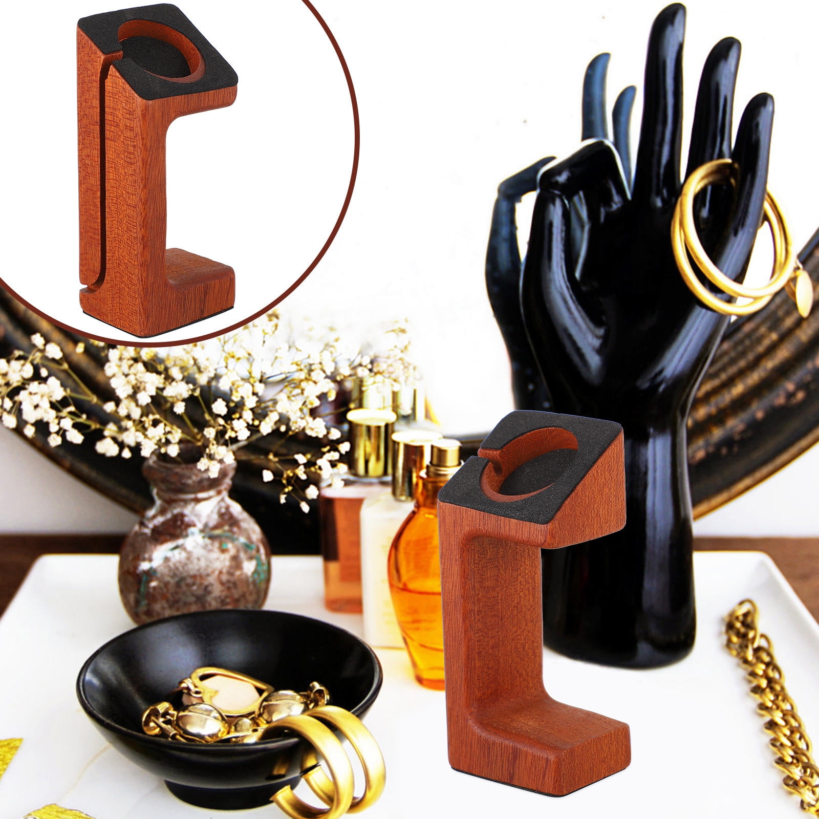 FESTFENDS 1Set Watch Holder Stand Brown Color Wooden Material For Home ...