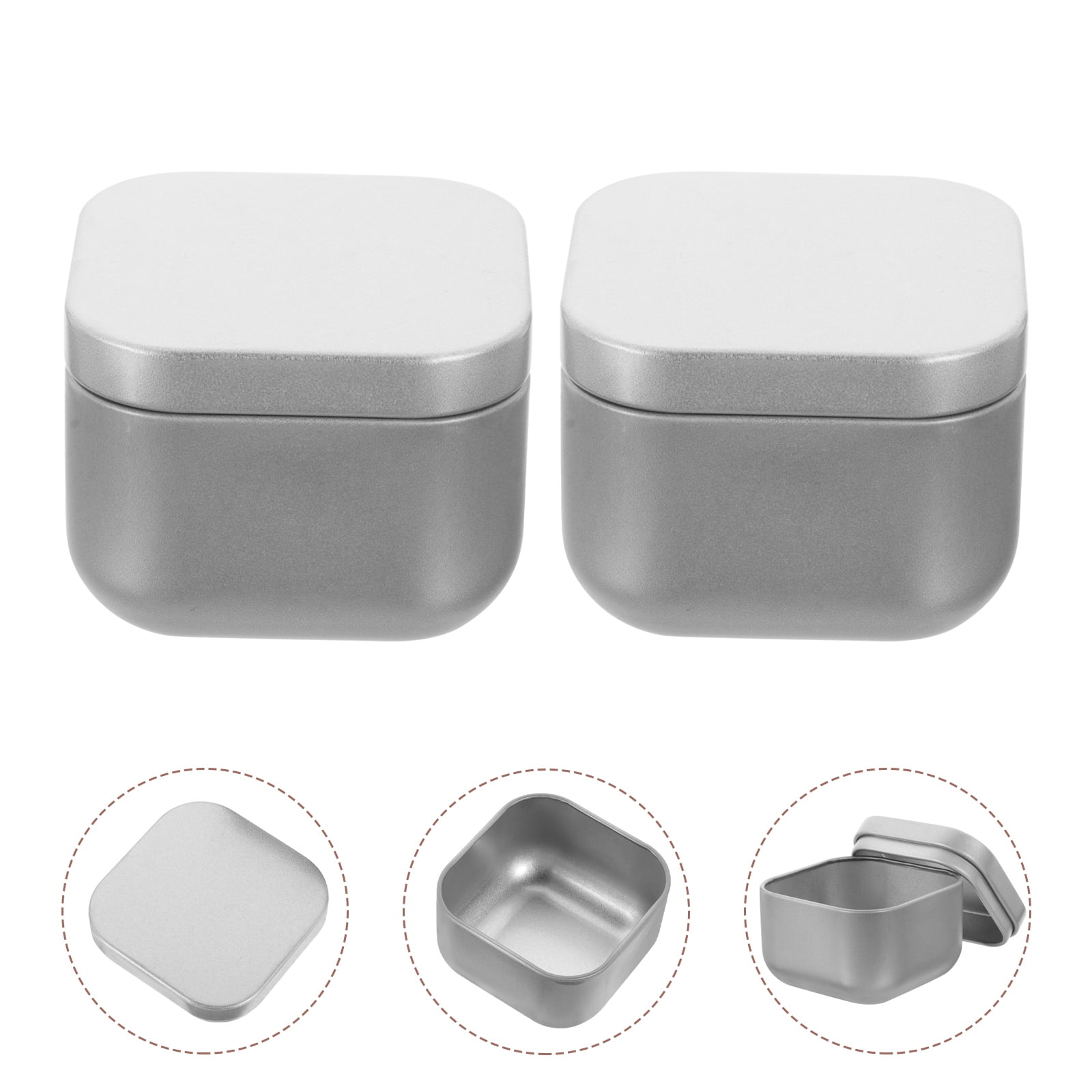 FESTFENDS 2Pack Metal Tins With Lids Square Containers for Rustic Home ...