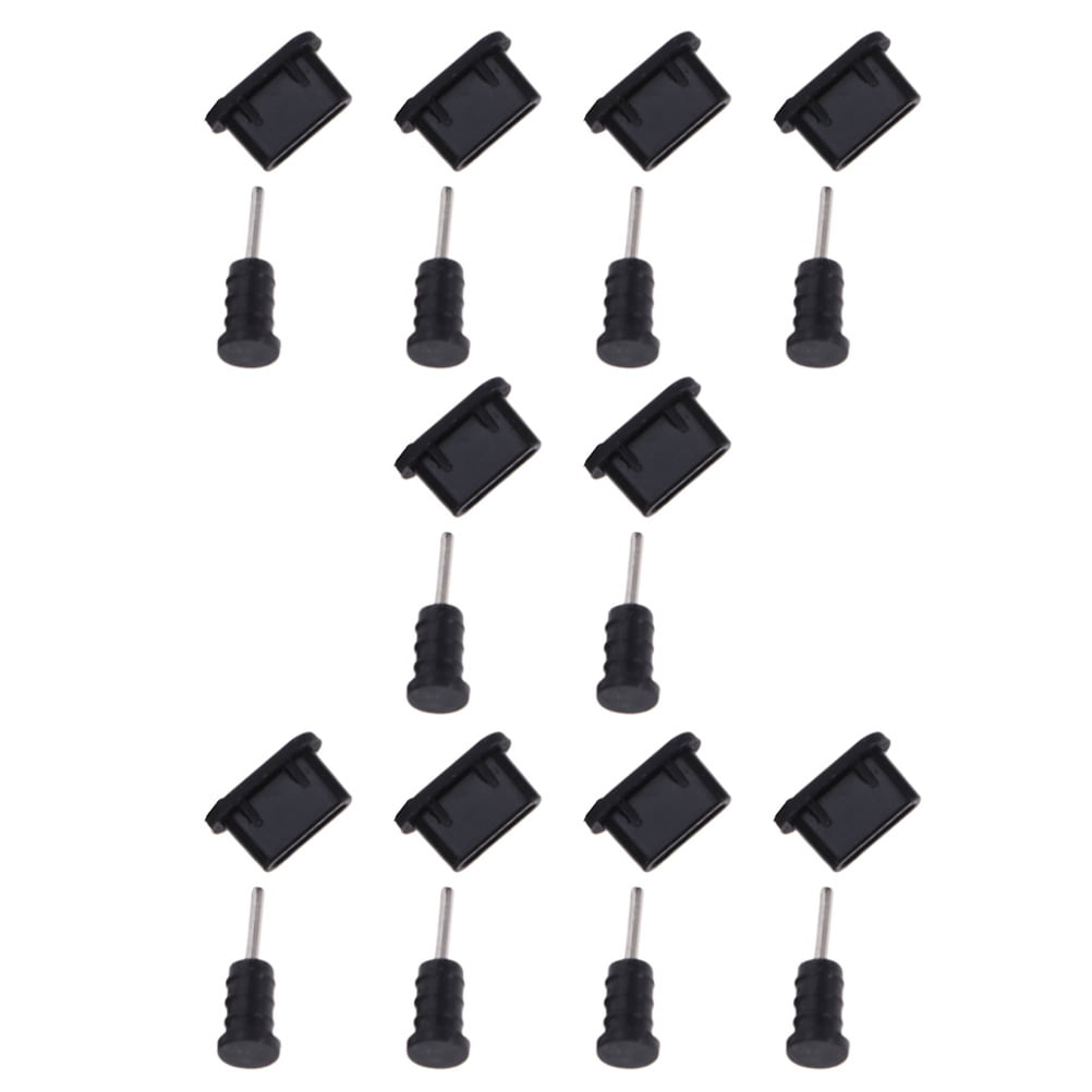 FESTFENDS 30Pcs Type-C Dust Plugs Black Silicone Rectangular for Phone ...