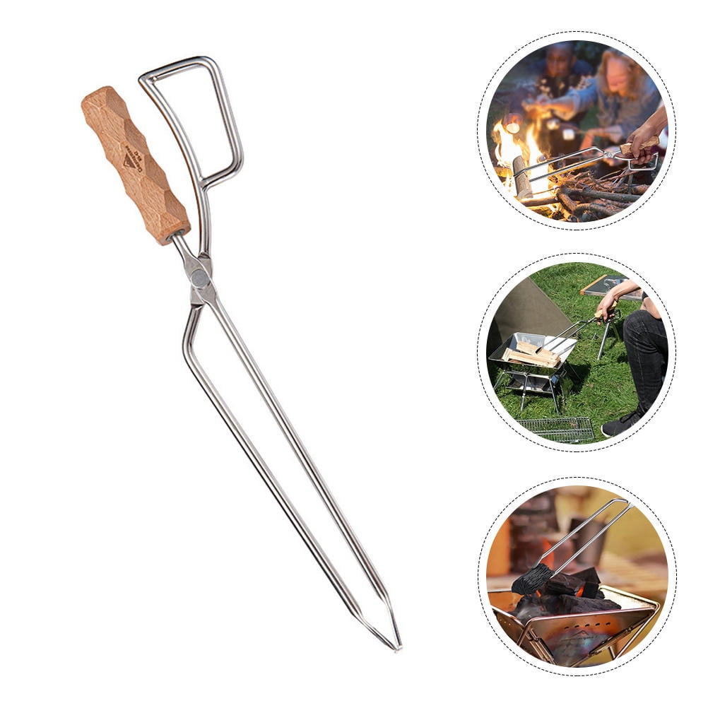 FESTFENDS Charcoal Fire Tongs Firewood Tong Stainless Steel Silver ...
