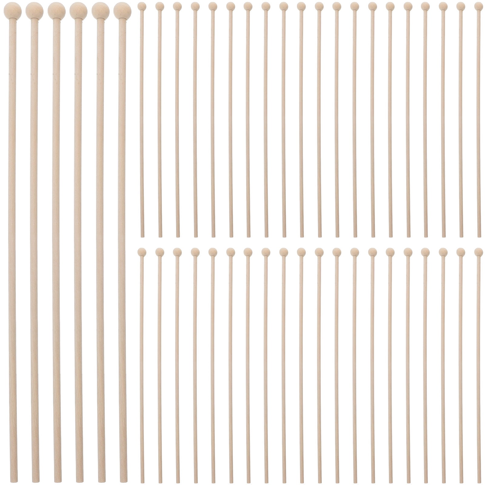FESTFENDS 50Pcs Beige Wooden Sticks for Crafts Round Handheld Flag ...